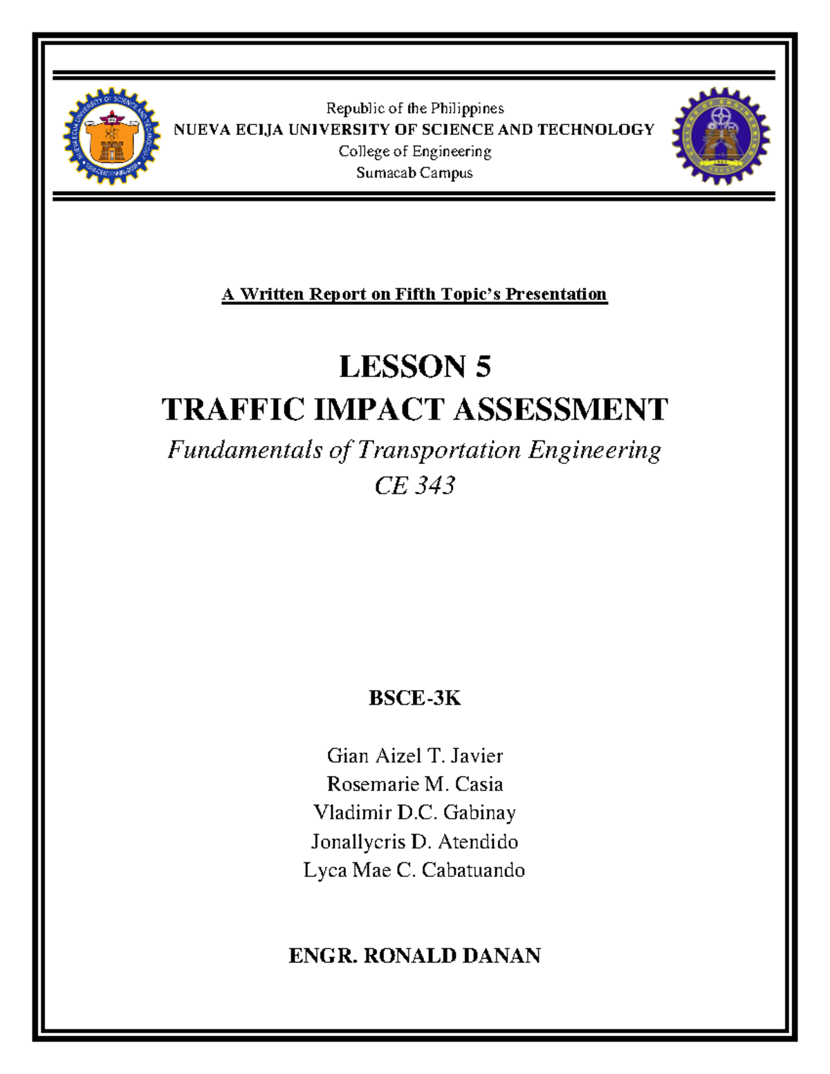 L5G7 Traffic Impact Assessment WORD - Republic of the Philippines NUEVA ...