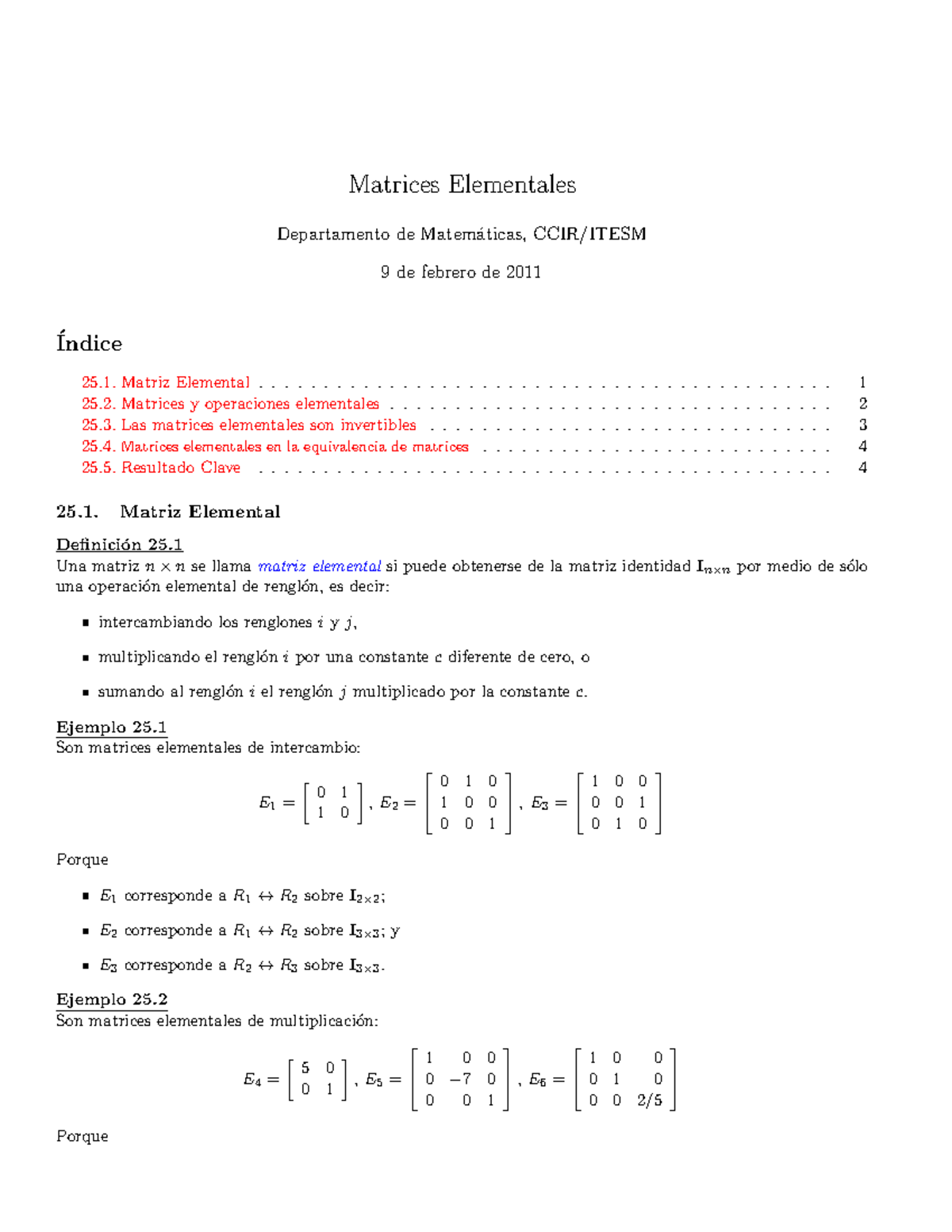 Matrices elementales - guia - Matrices Elementales Departamento de ...