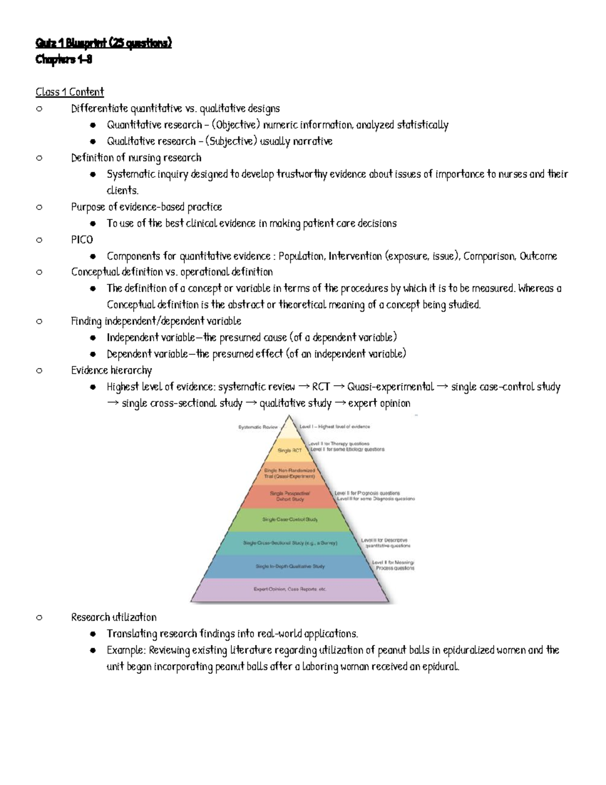Quiz 1 Blueprint (25 questions) - Quiz 1 Blueprint (25 questions ...
