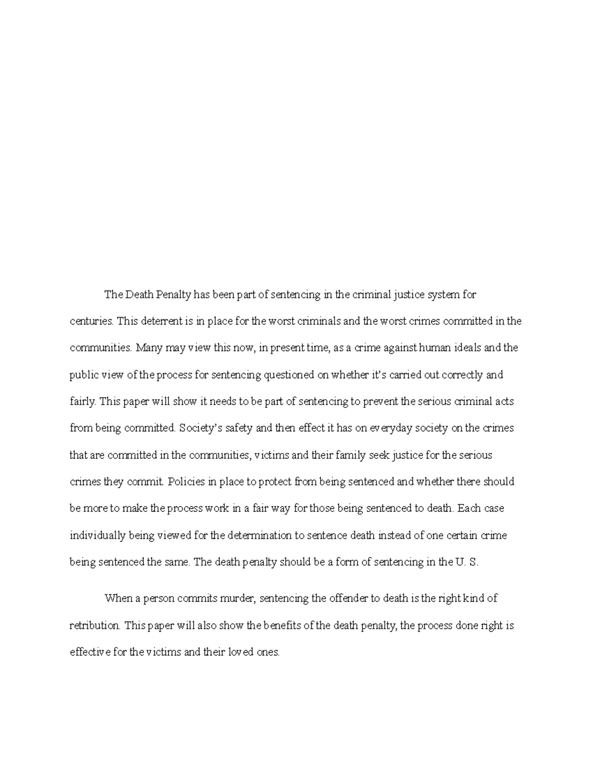 ENG 123 final project - The Death Penalty has been part of sentencing ...