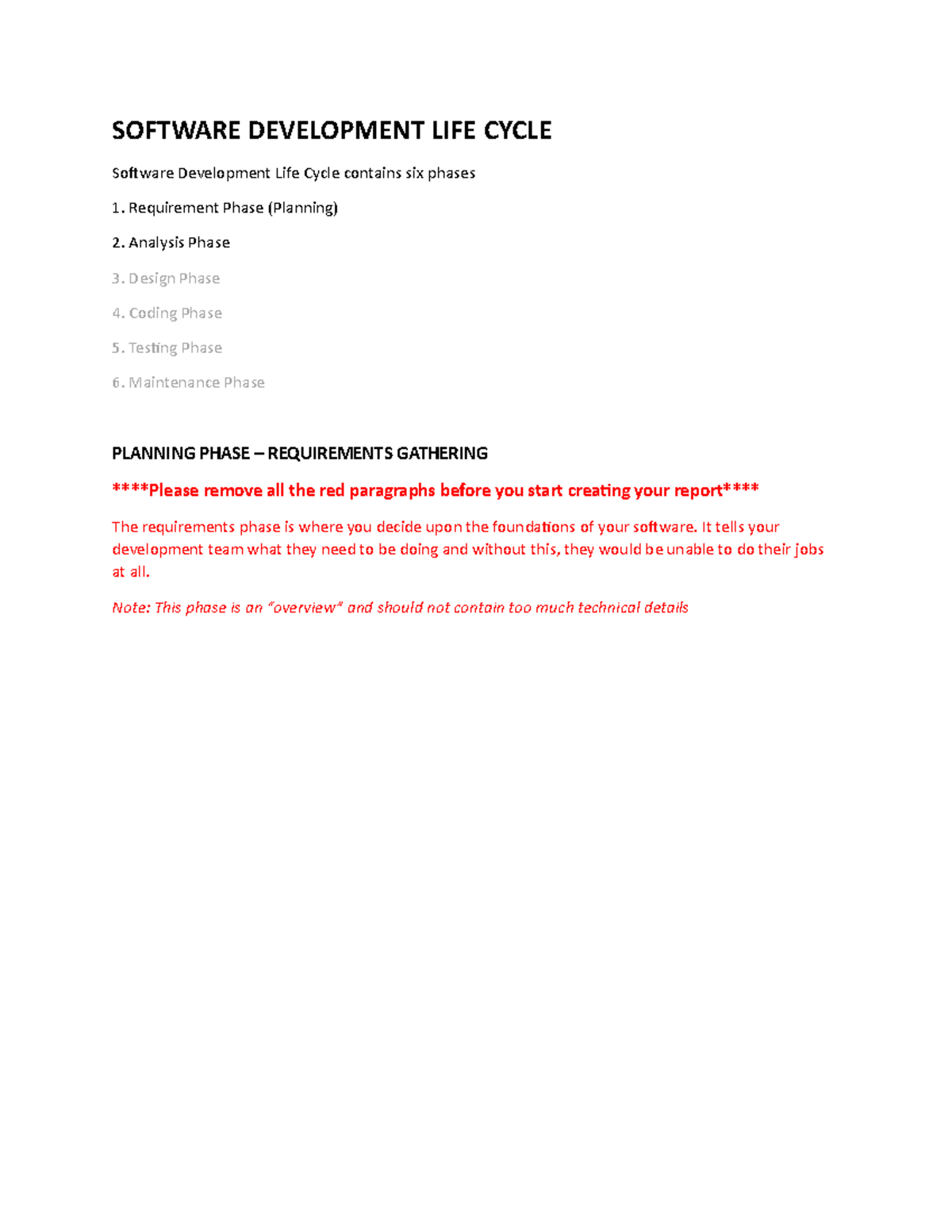 Sdlctemplate - sdlc - SOFTWARE DEVELOPMENT LIFE CYCLE Software ...