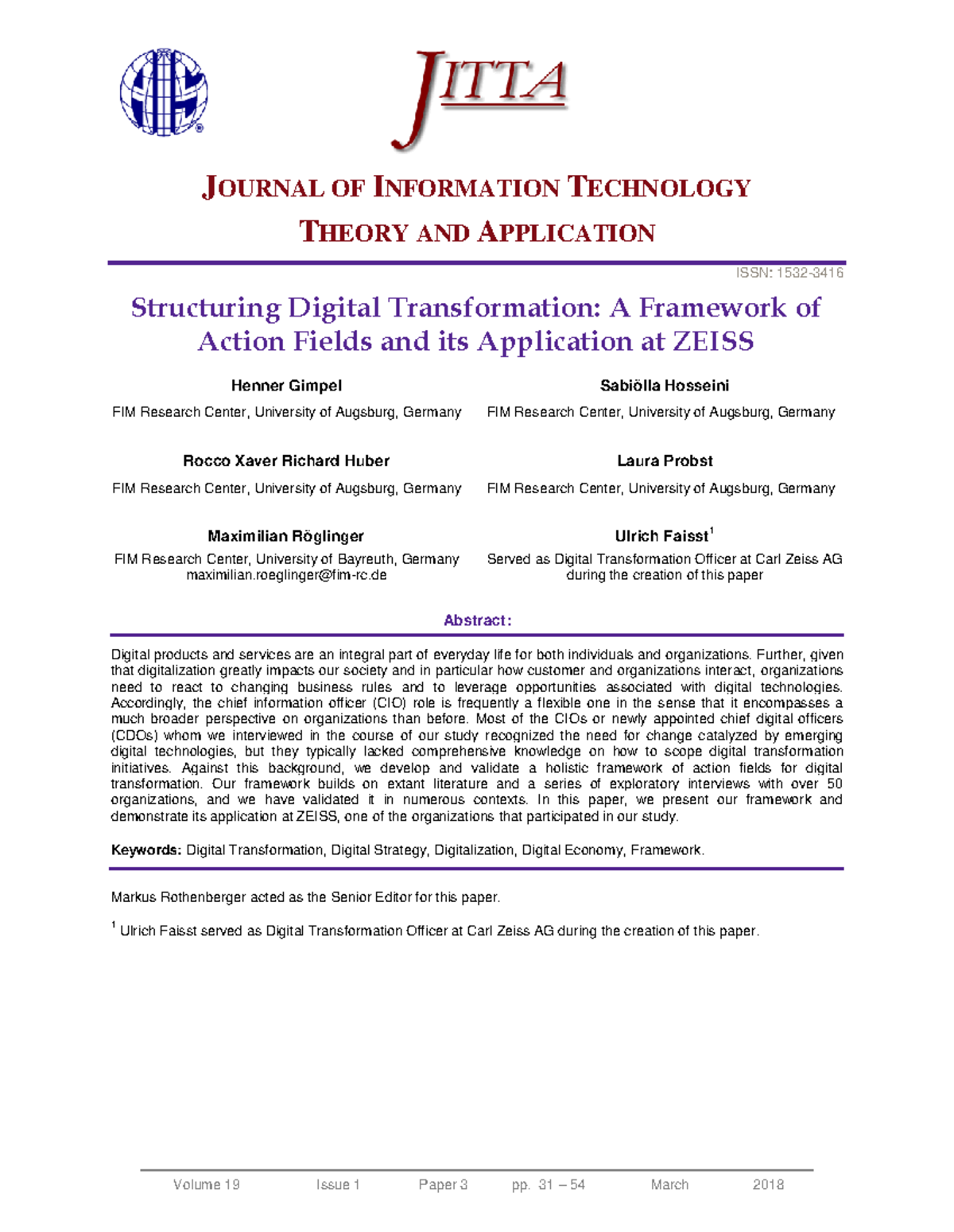 Structuring Digital Transformation- A Framework of Action Fields ...
