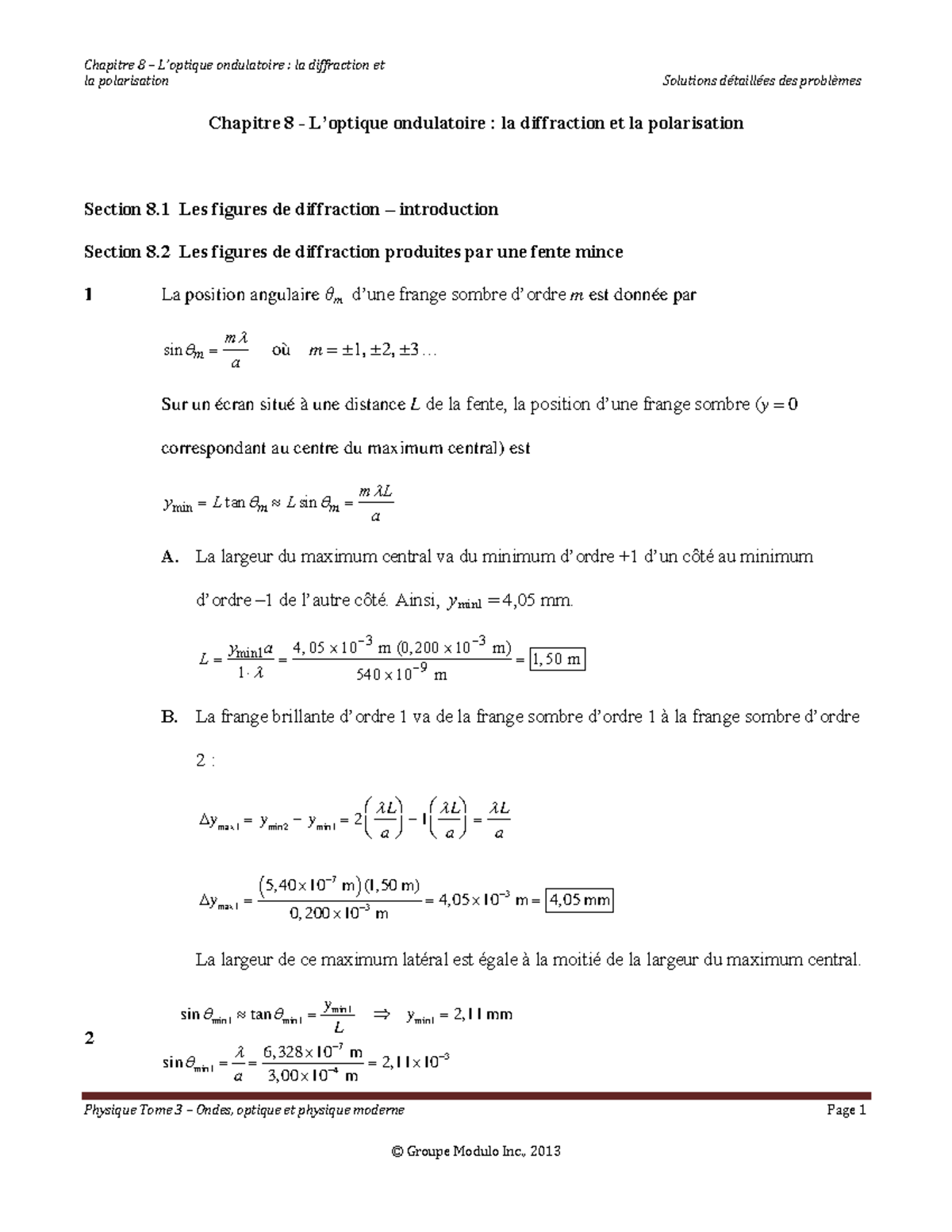 Serway ondes et physique moderne vorri8Solutions Chapitre 08 - la ...