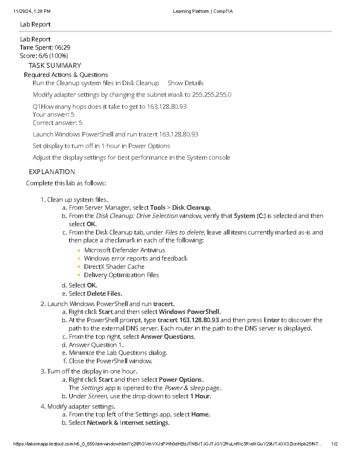 1.2.7 - Use the Windows Server Interface (Simulation) - Lab Report Lab ...