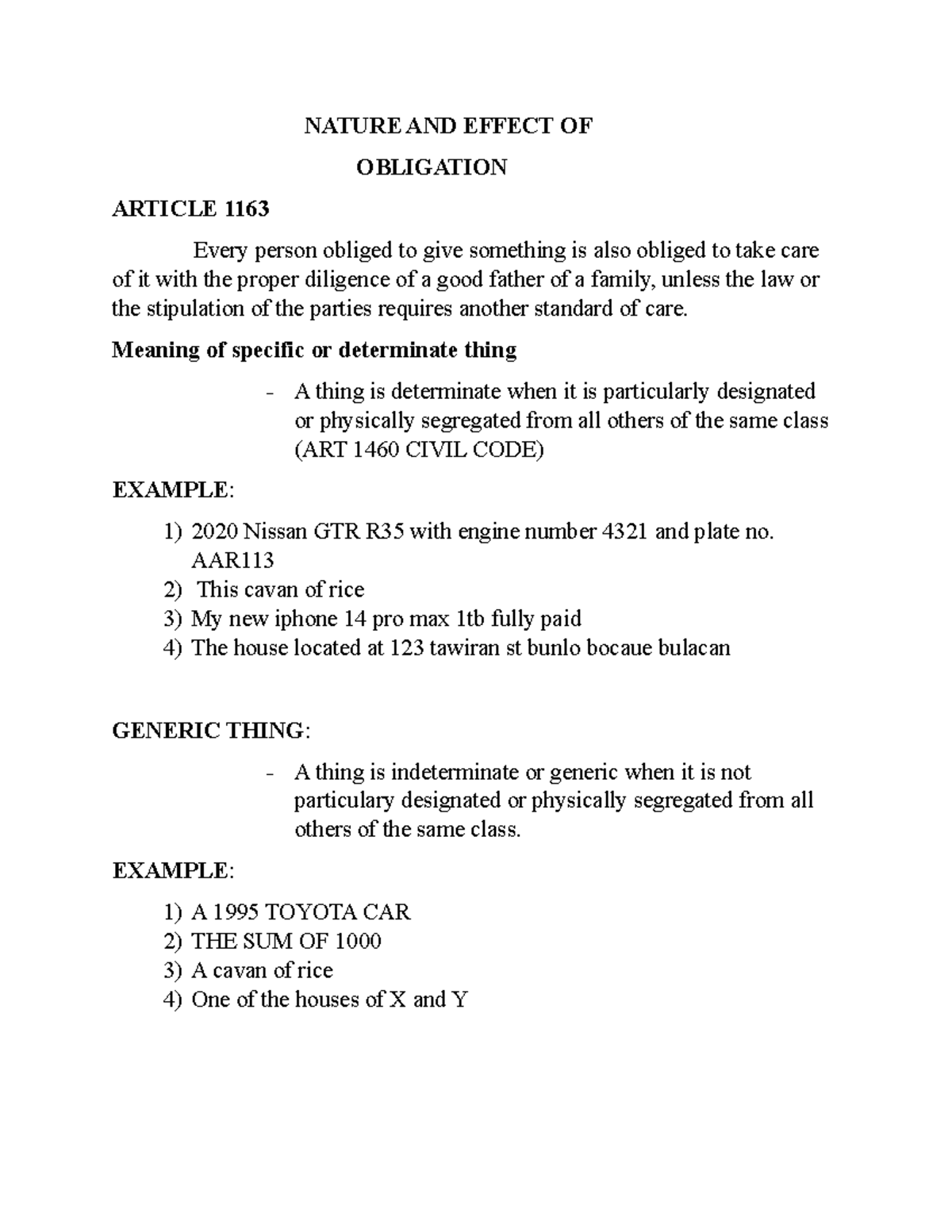 Nature-AND- Effect - Please be guided - NATURE AND EFFECT OF OBLIGATION ...