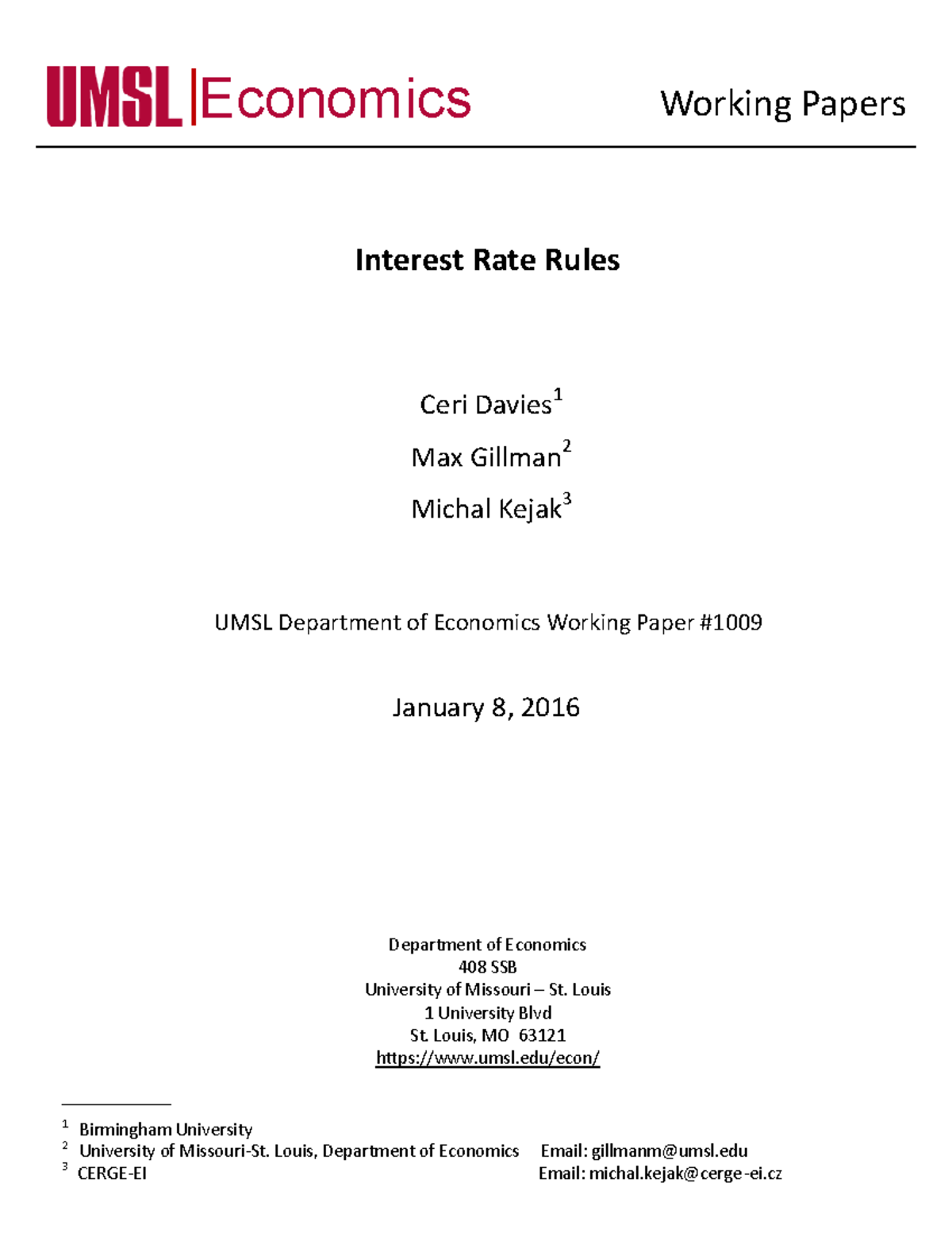 Interest Rate Rules - The Economics of Natural Resources, Population ...