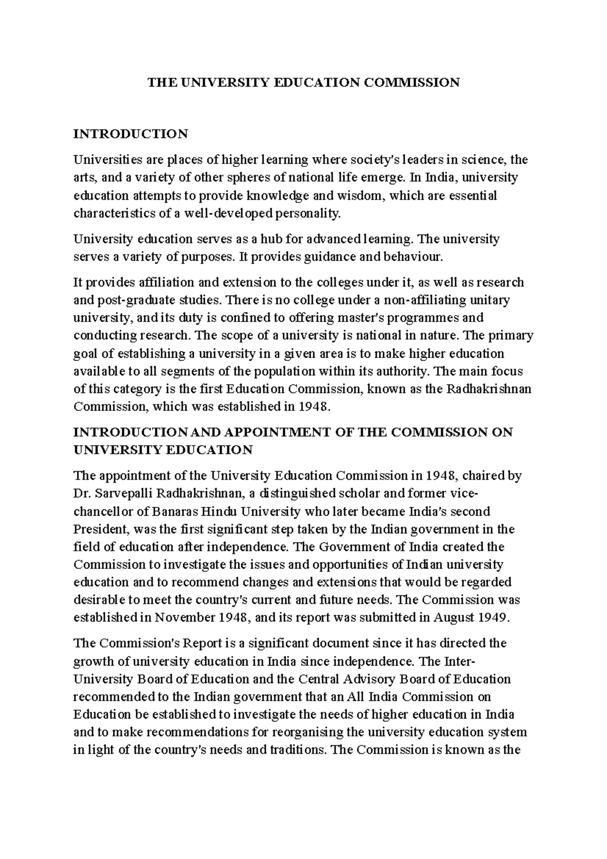 THE University Education Commission - THE UNIVERSITY EDUCATION ...