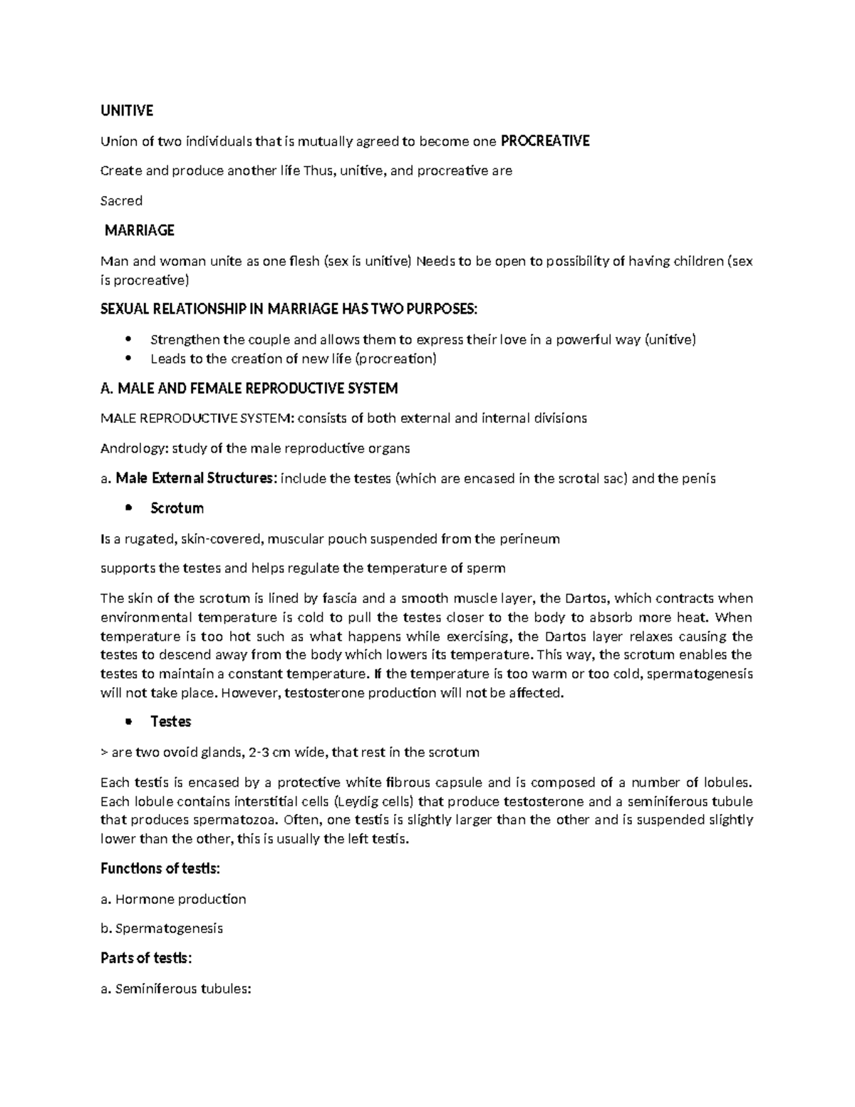 Chapter 2 mcn - UNITIVE Union of two individuals that is mutually ...