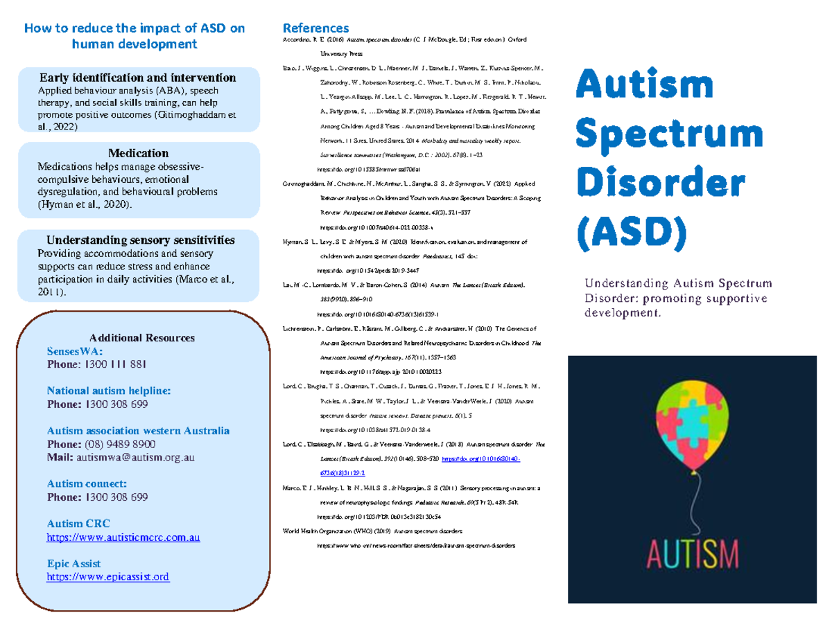 Client pamplet - How to reduce the impact of ASD on human development ...