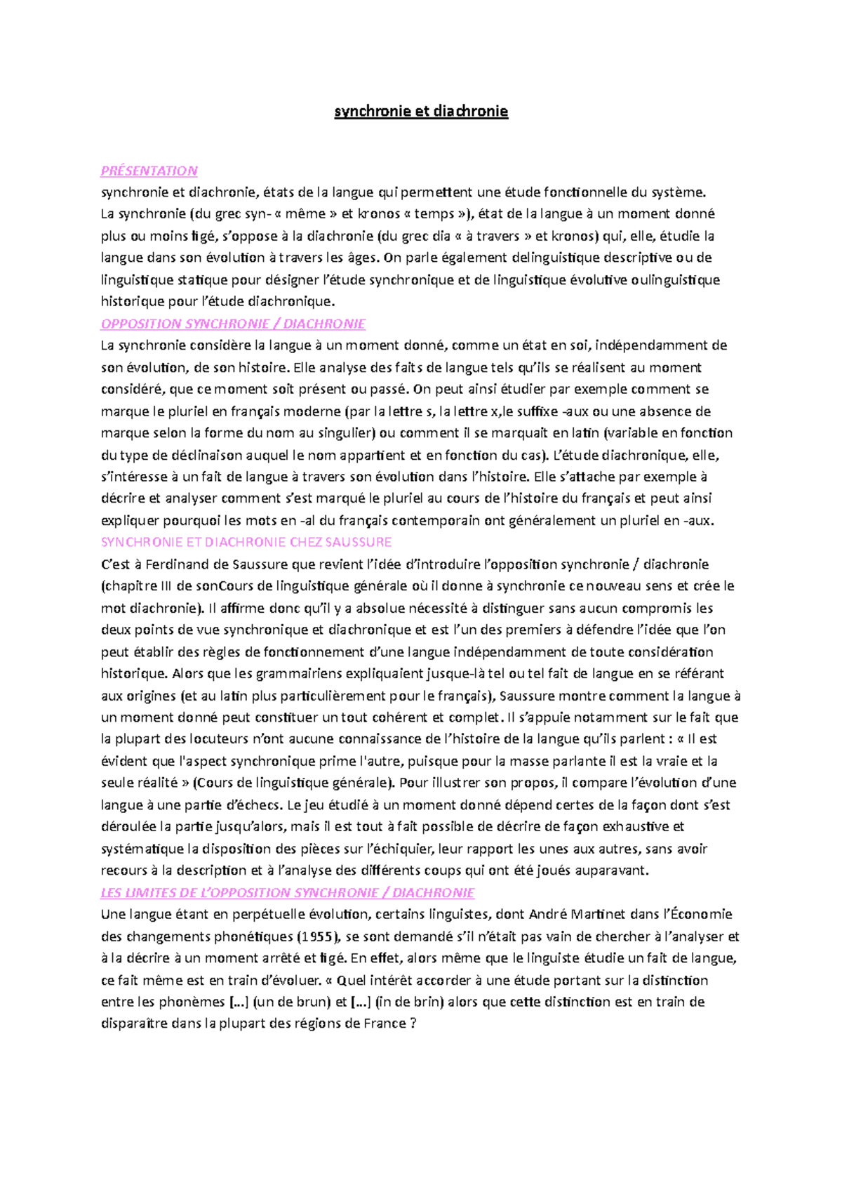 Morphosyntaxe - synchronie et diachronie PRÉSENTATION synchronie et ...