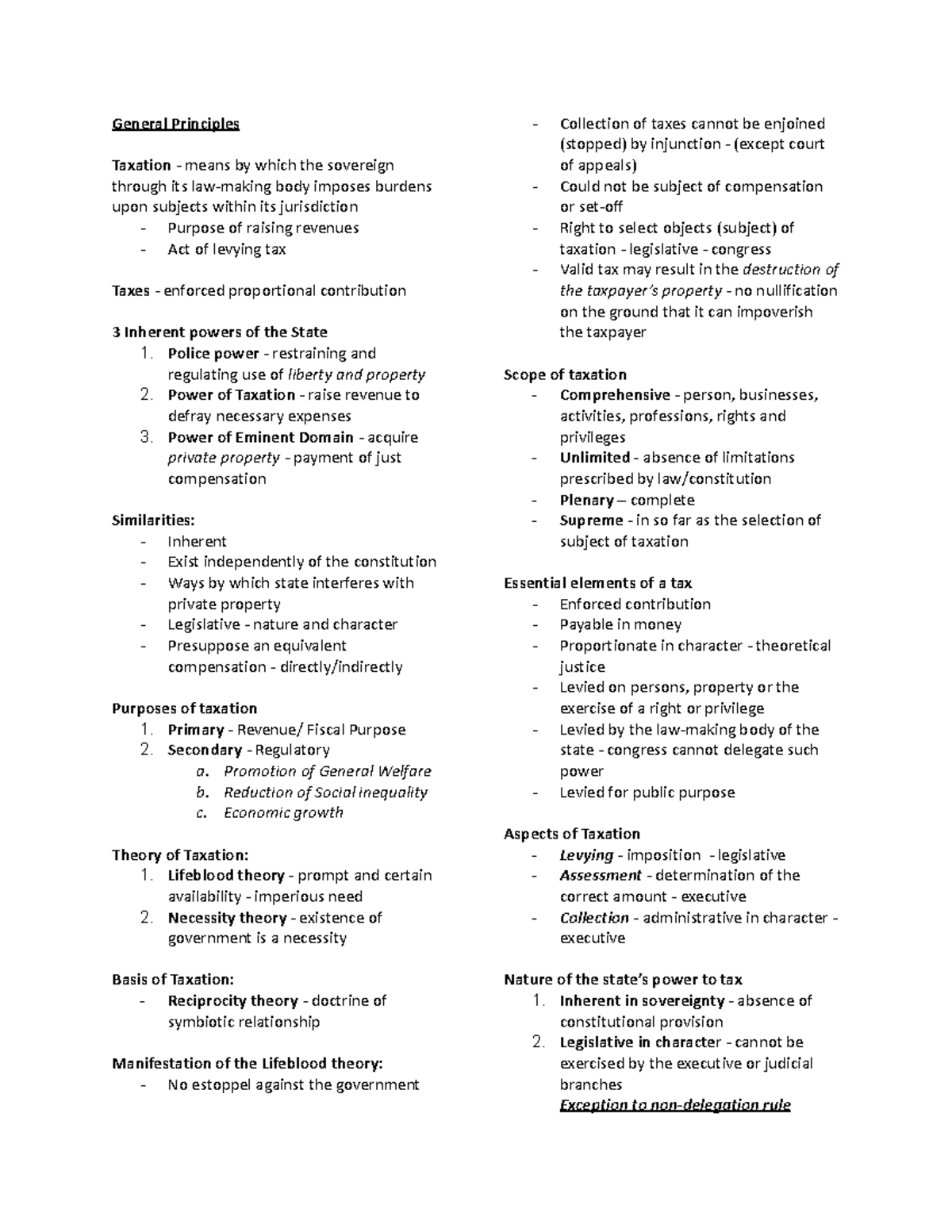 Fundamental Principles of Taxation - Purpose, Basis, Nature, Scope Etcc ...