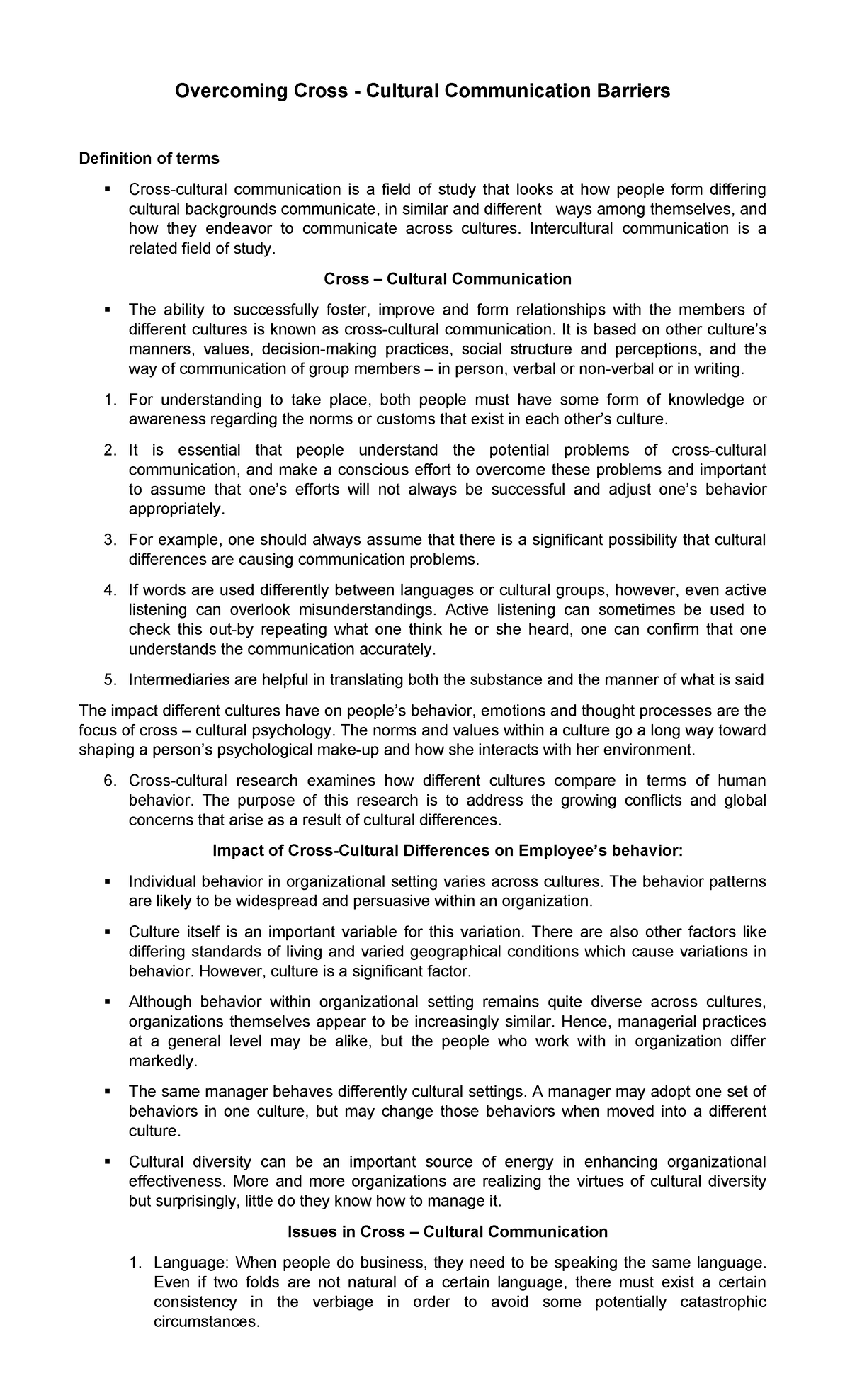 Communication barrier - Overcoming Cross - Cultural Communication ...