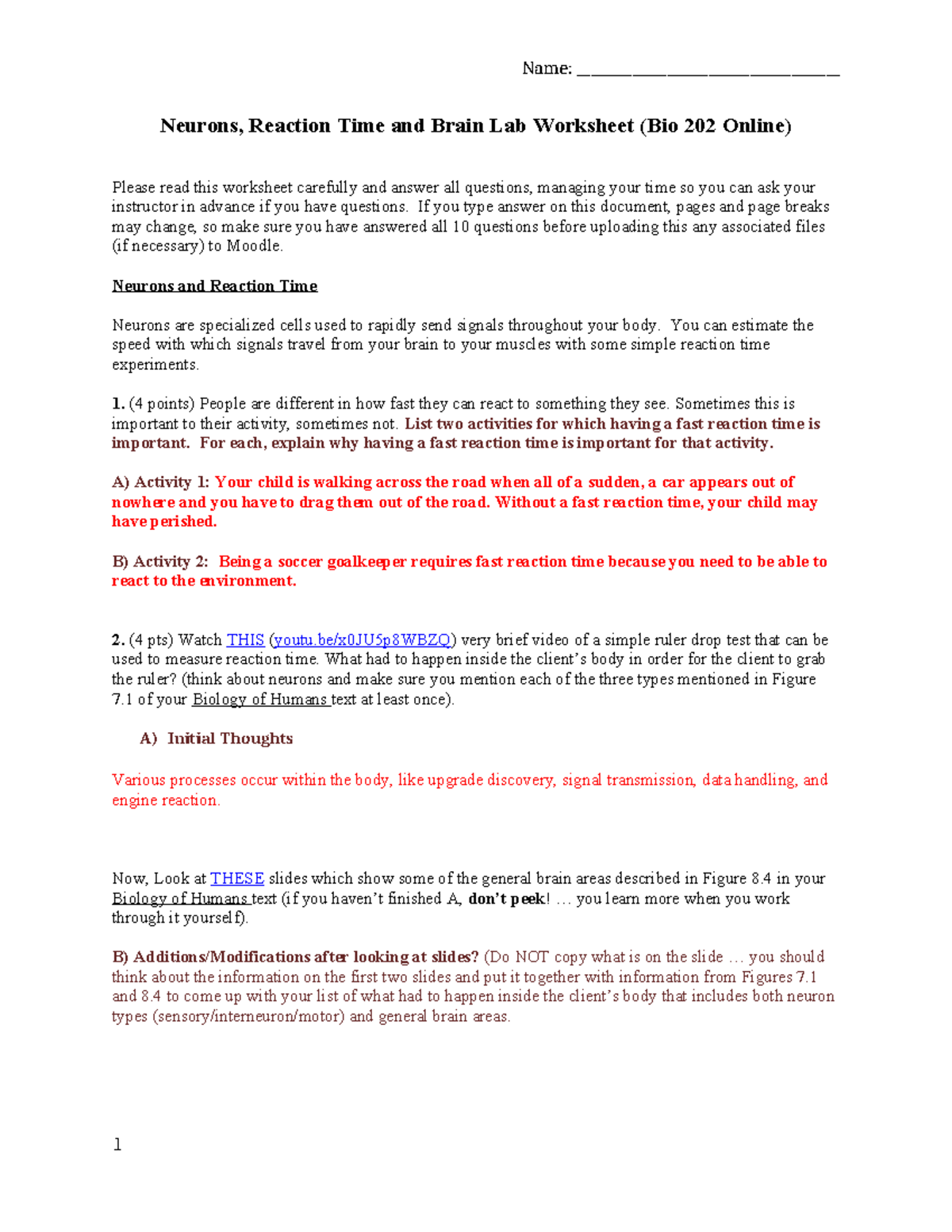 Bio202OL Neurons etc. Week 3 Worksheet S20 - Neurons, Reaction Time and ...