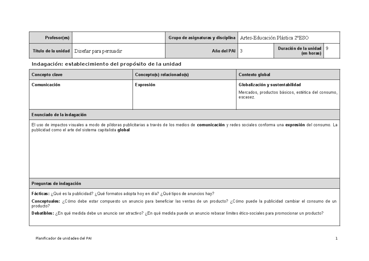 PAI 23-24- Plastica 2ºESO- Artes- Diseñar PARA Persuadir - Profesor(es ...