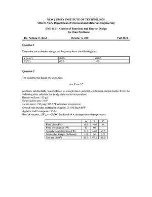 Ch E612 ODE Equation Tutorial - Polymath tutorial on Ordinary ...
