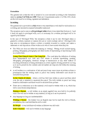 Chapter 5 (Revocation) - Chapter 5: Revocation Revocation of Wills ...