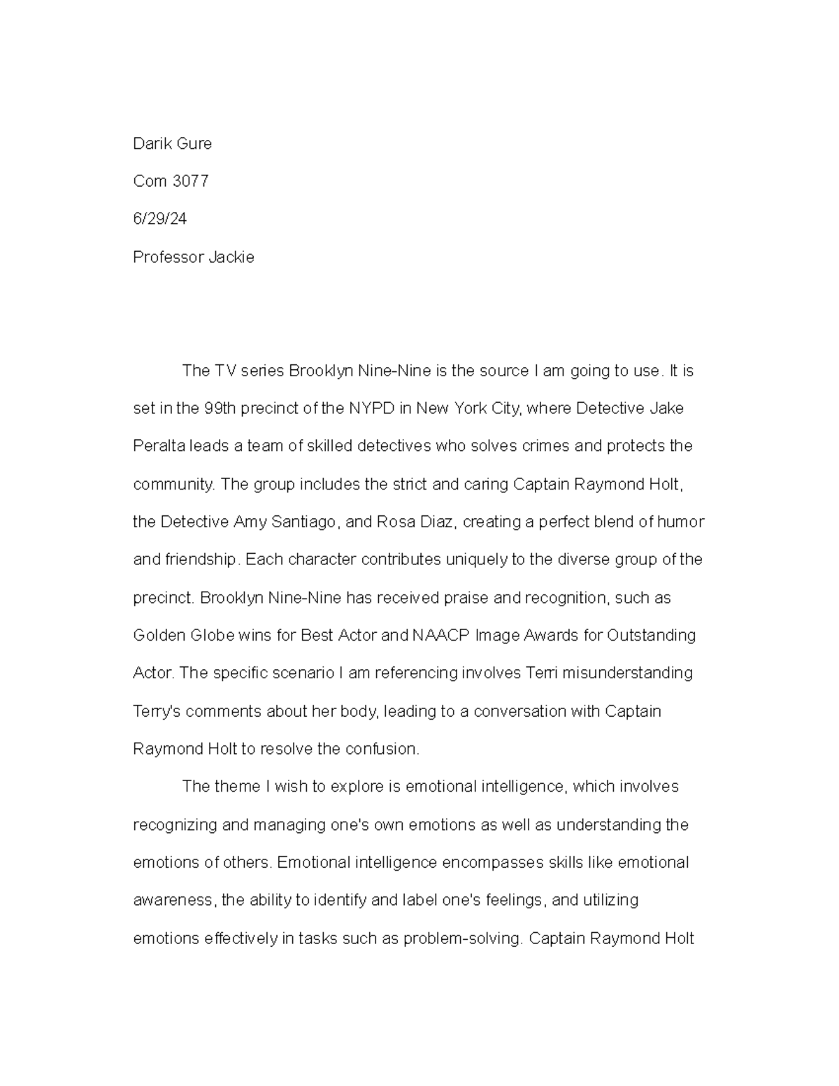 Weekly Connection Report #3-1 - Darik Gure Com 3077 6/29/ Professor ...