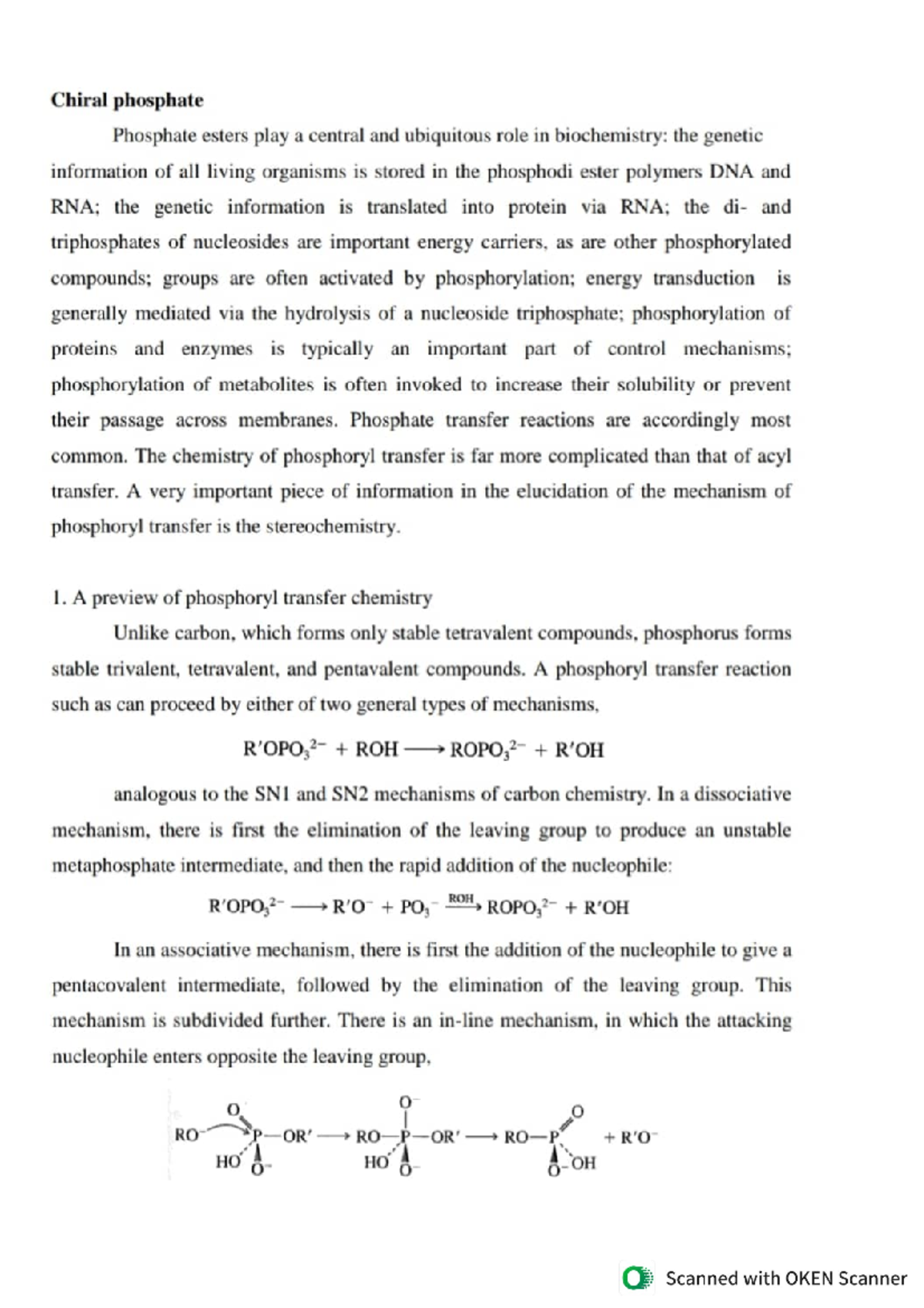 Organic chemistry - Chiral Phosphate, Chirality of Phosphoryl ...