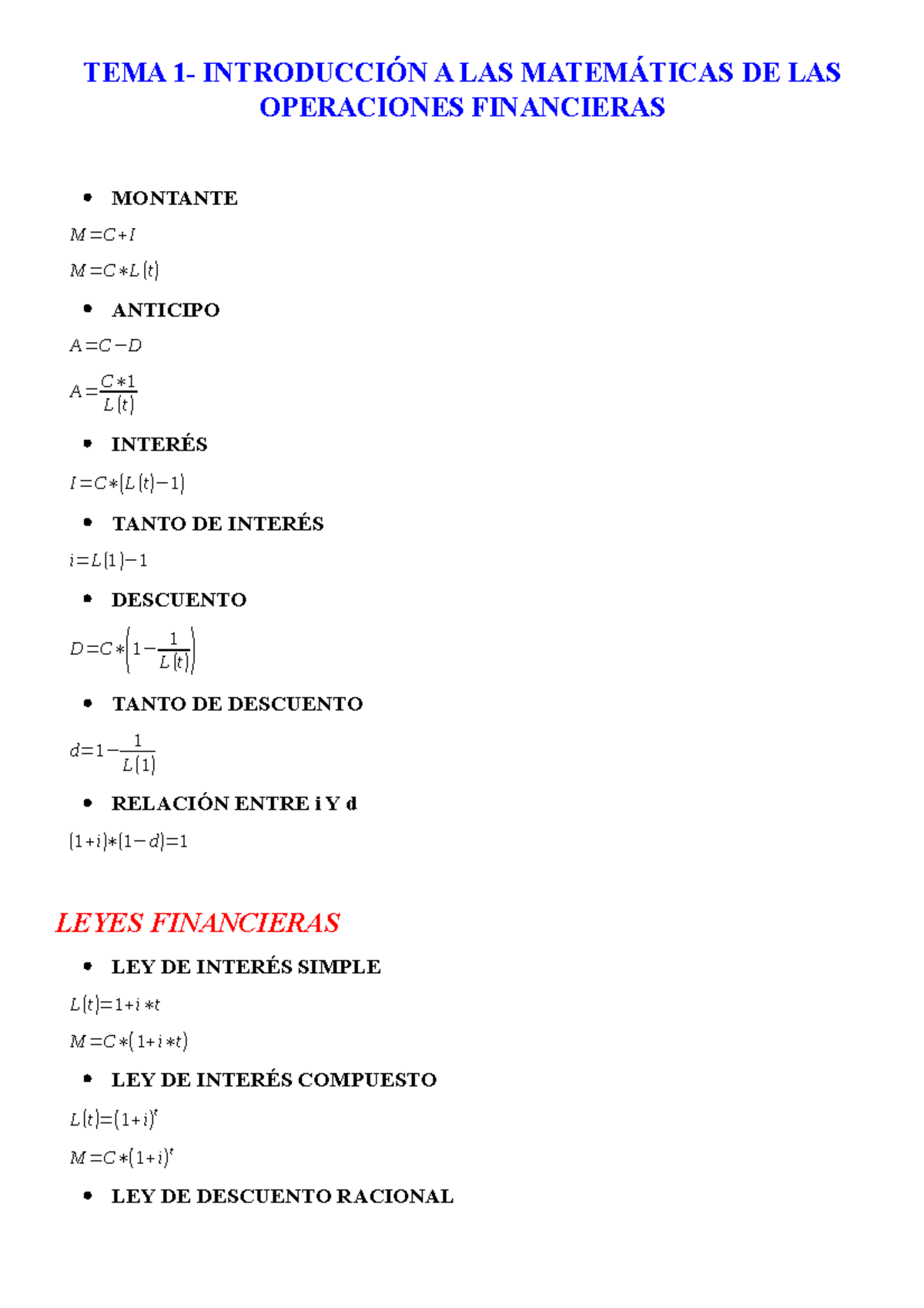 TEMA 1 - Fórmulas Matemática Financiera - TEMA 1- INTRODUCCIÓN A LAS ...