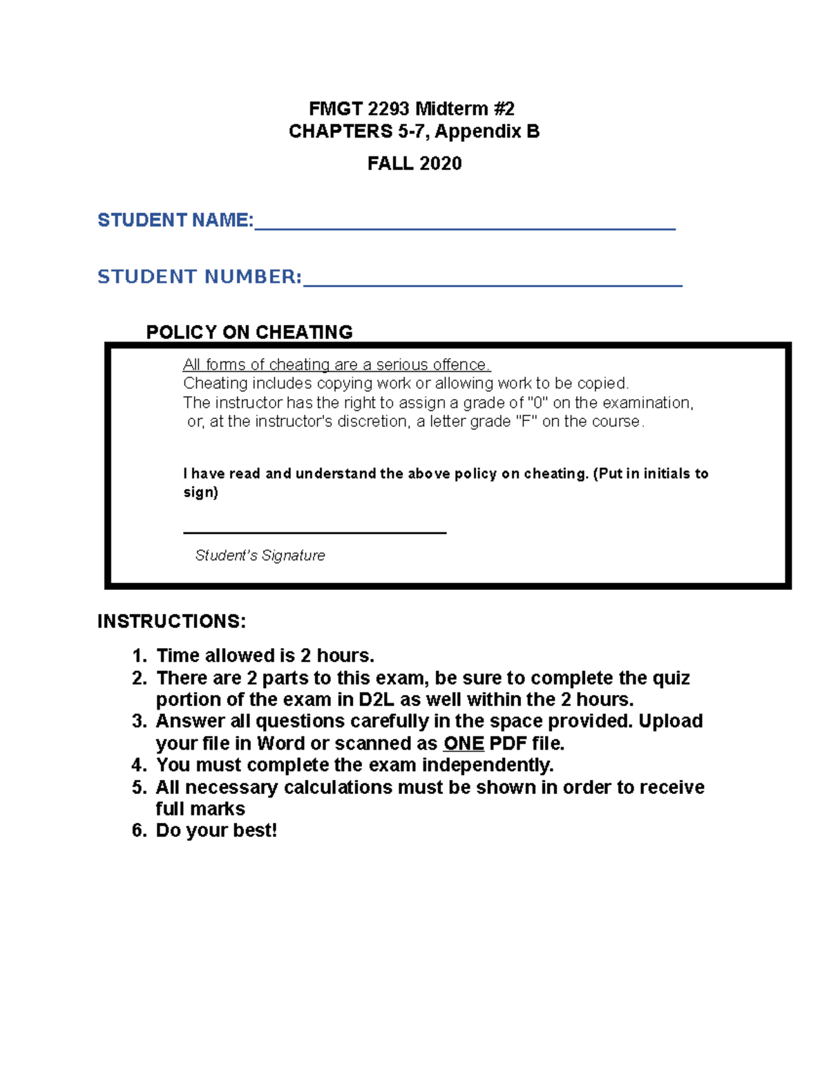 Midterm 2 (fall 2020) FMGT 2293 - FMGT 2293 Midterm CHAPTERS 5-7 ... Midterm 2 (fall 2020) FMGT 2293 - FMGT 2293 Midterm CHAPTERS 5-7 ...