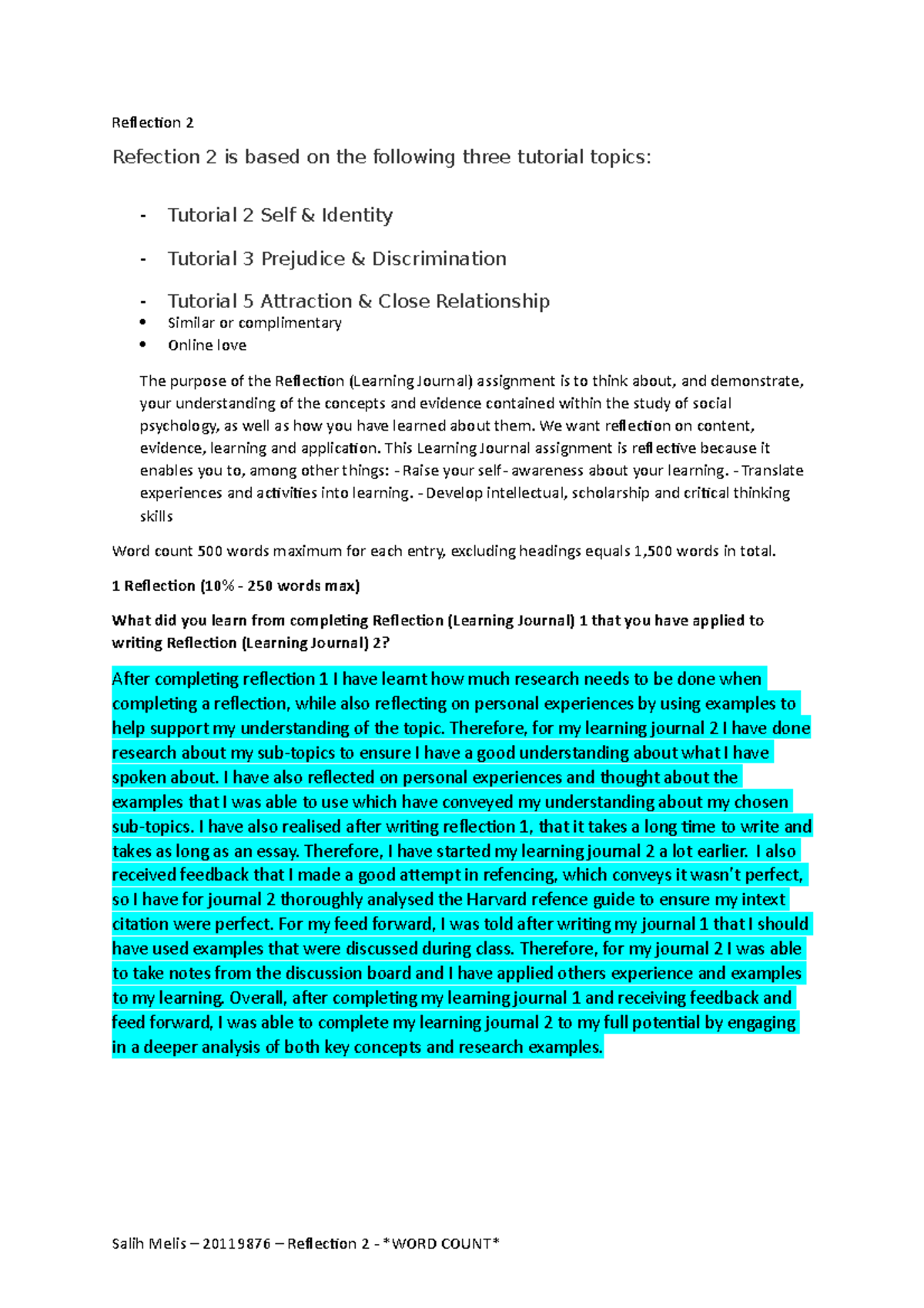 Reflection 2 - We want reflection on content, evidence, learning and ...