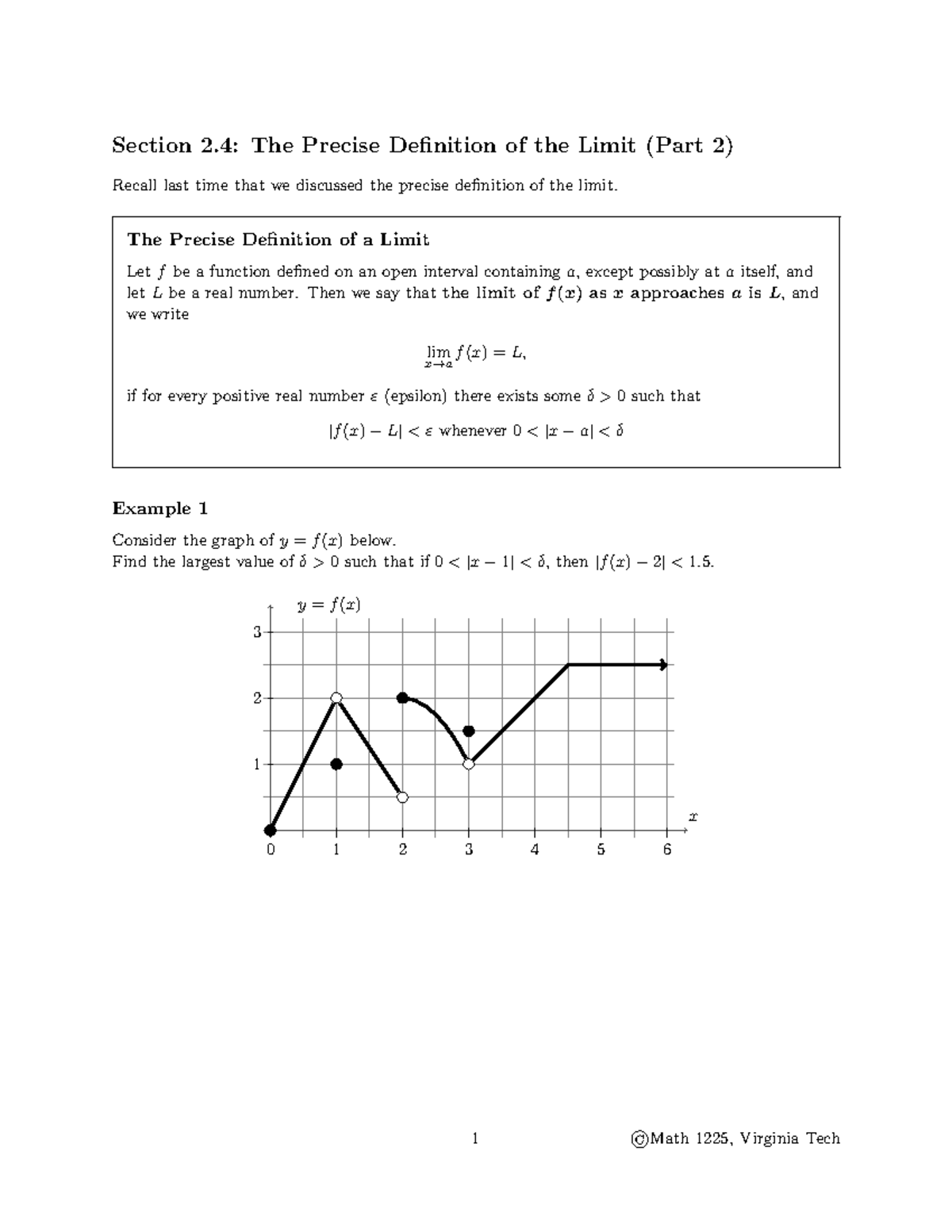 Section 2.4 Class Lecture Notes (Part 2) - Section 2: The Precise ...