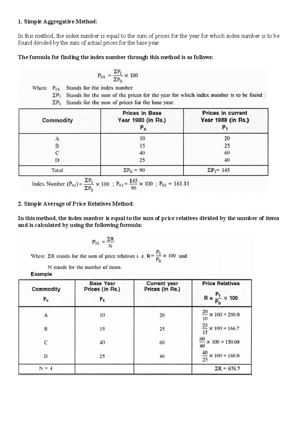 Index number - The formula for finding the index number through this ...