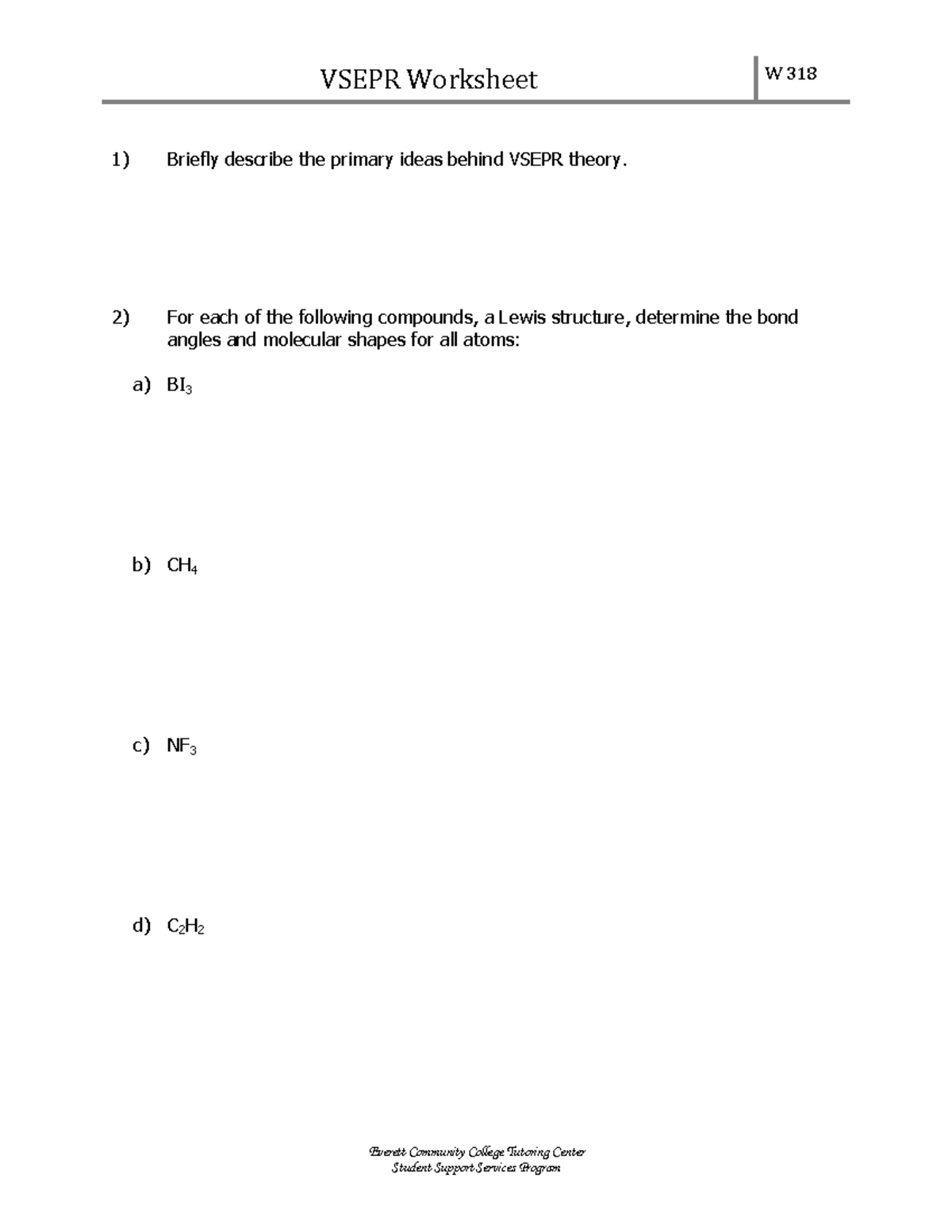 W318-vsepr-worksheet - VSEPR Worksheet W 318 Everett Community College ...