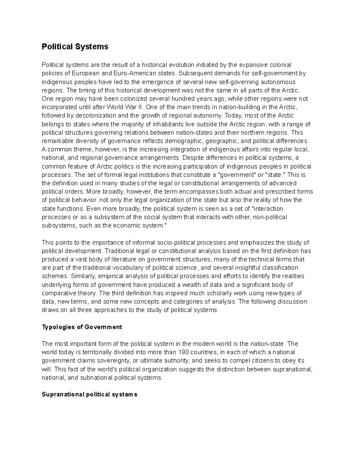 Political Systems - Political Systems Political systems are the result ...