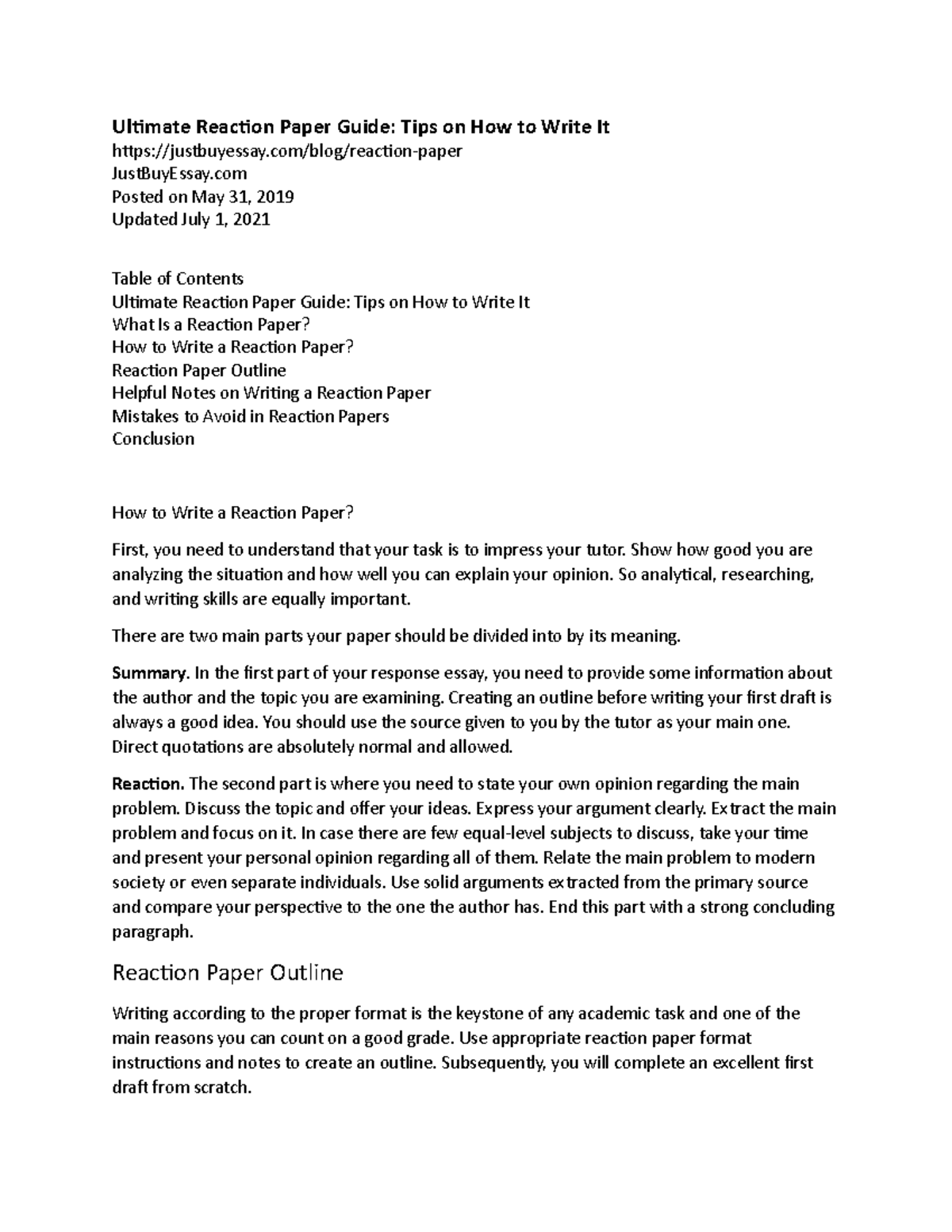 Ultimate Reaction Paper Guide - Show how good you are analyzing the ...