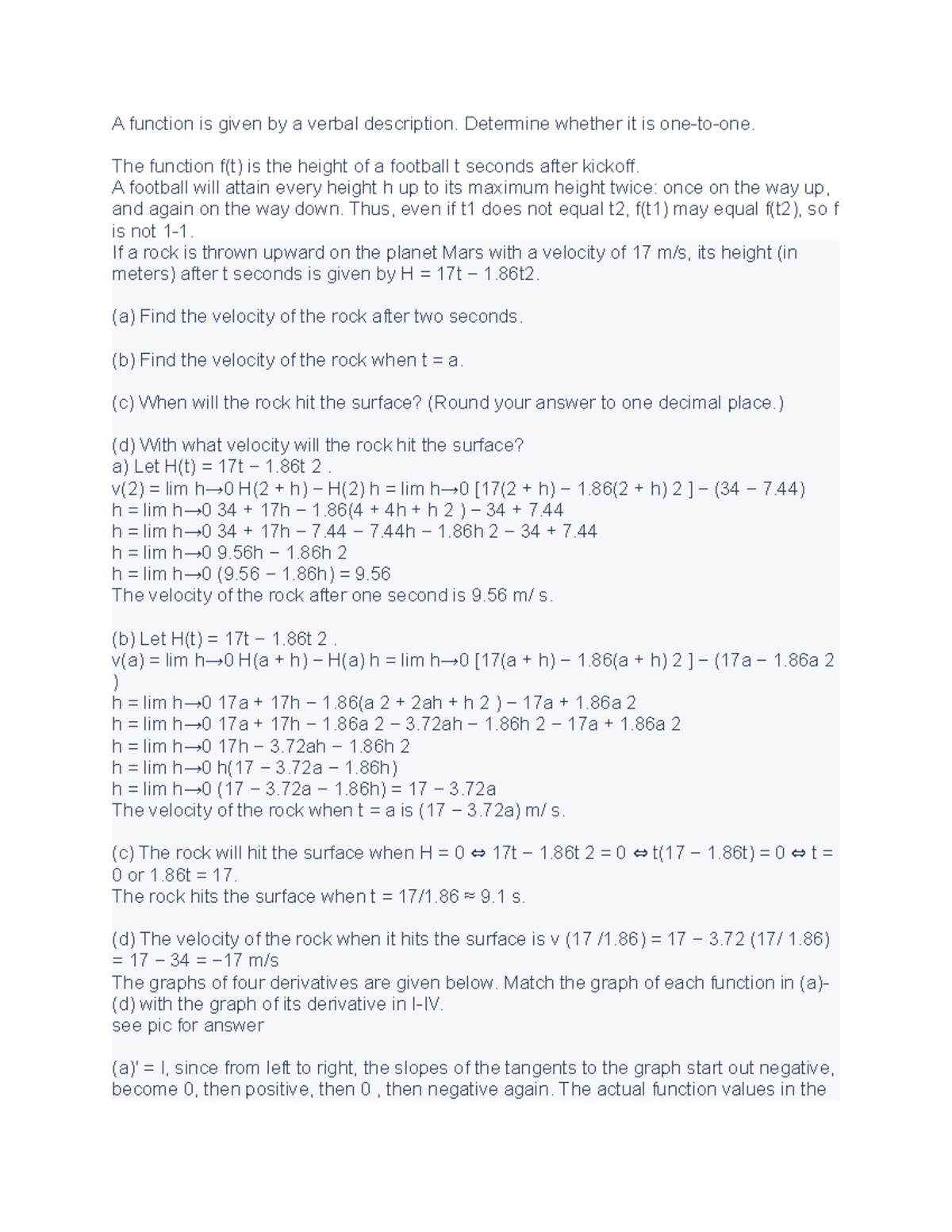 Math 181 2 - notes and practice - A function is given by a verbal ...