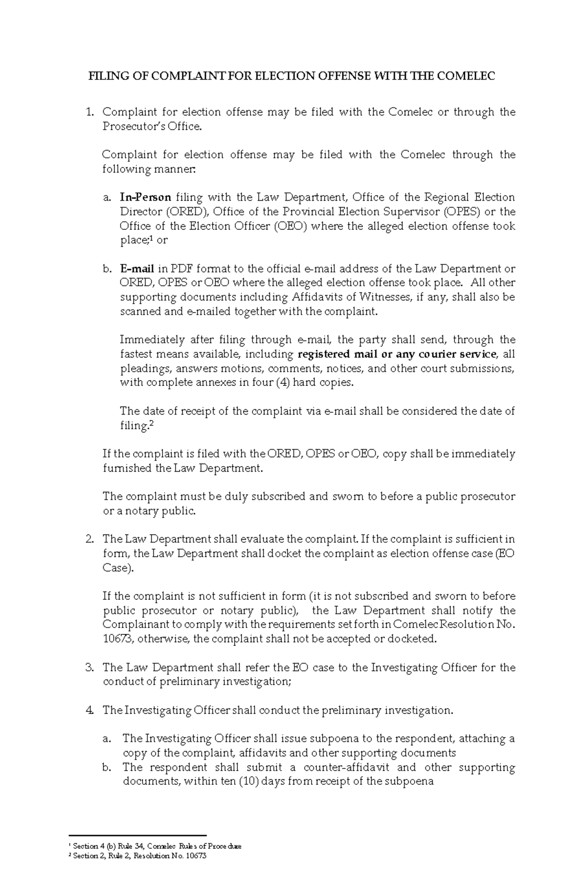 Process Flow Investigation and Prosecution - FILING OF COMPLAINT FOR ...
