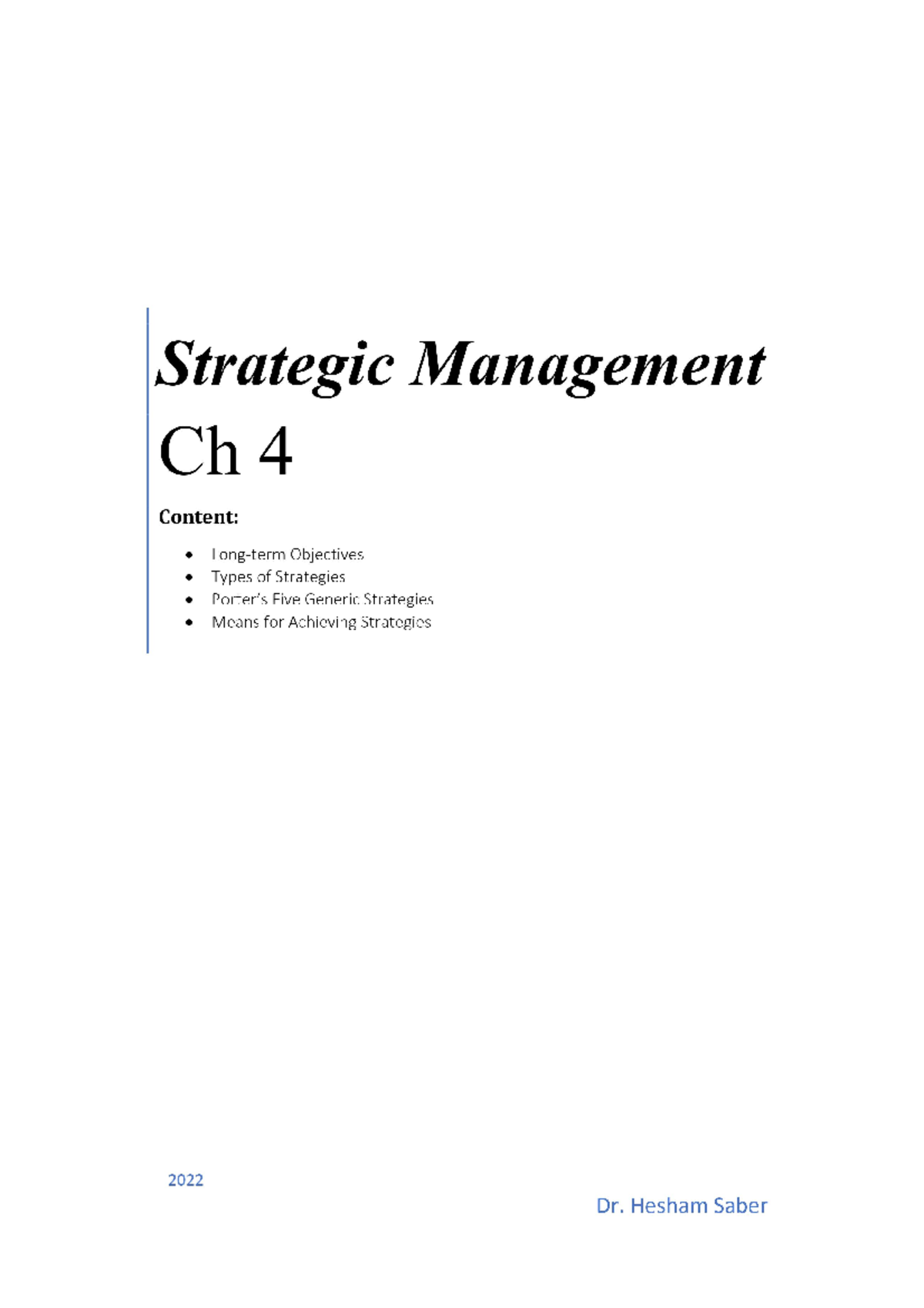 Ch 4 - Strategic Management (2) - strategic management - Studocu