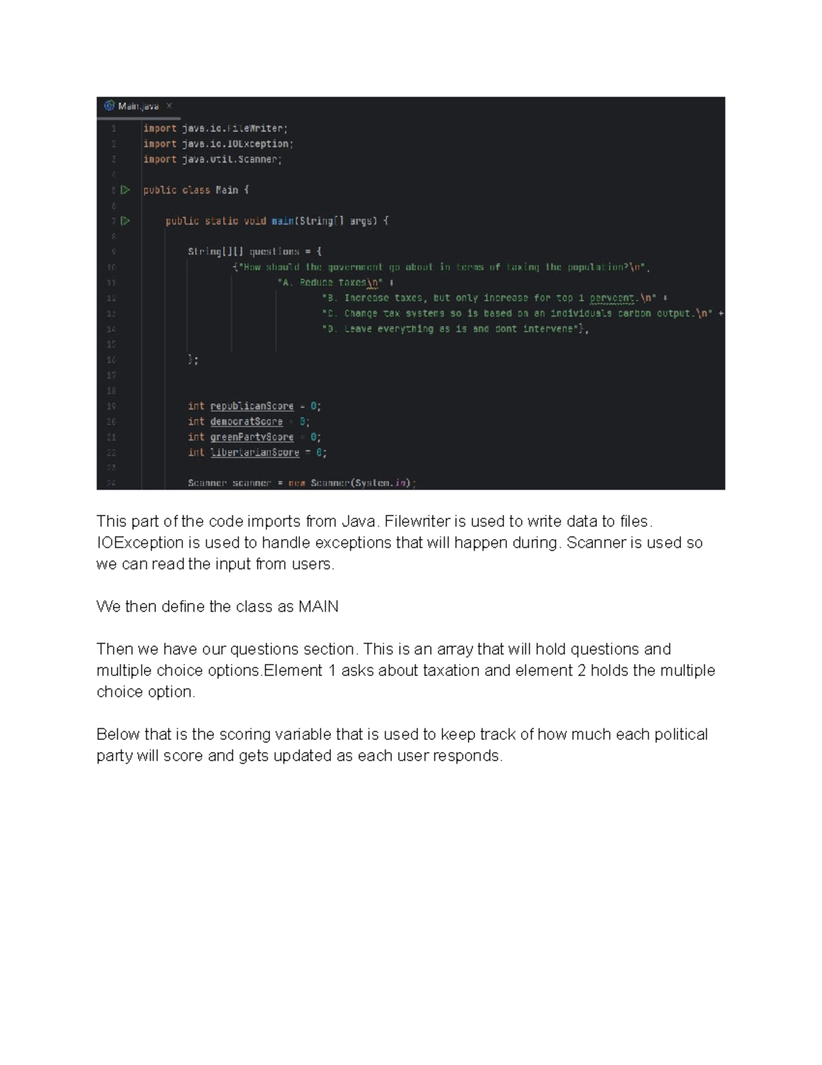 311 Assignemnt 2 - An overview of the assignment and what I submitted - This part of the code ...