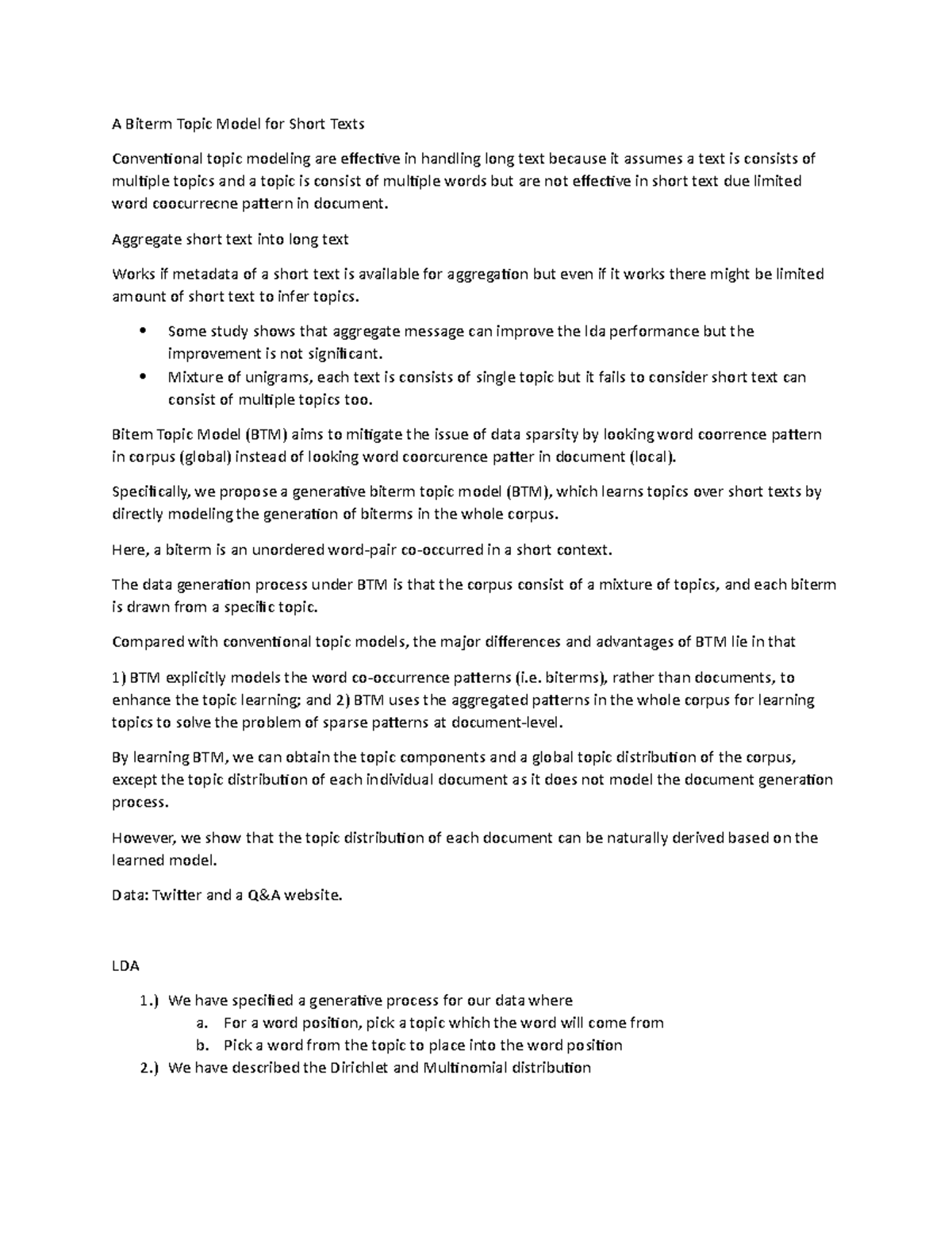 A Biterm Topic Model For Short Texts A Biterm Topic Model For Short