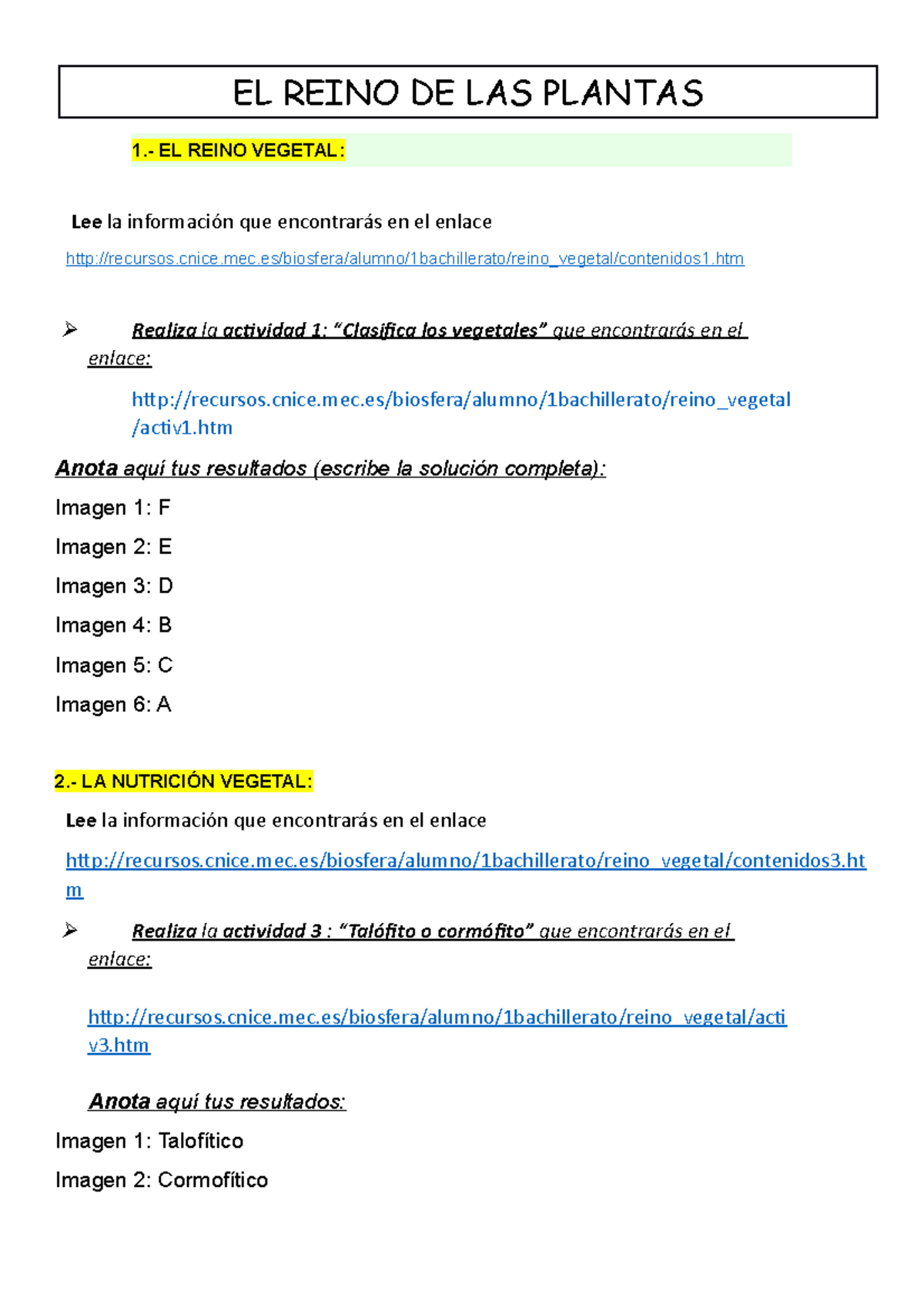 EL Reino DE LAS Plantas - EL REINO DE LAS PLANTAS 1.- EL REINO VEGETAL ...