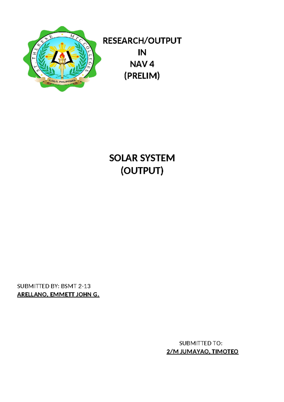 NAV 4 Prelim - study well - RESEARCH/OUTPUT IN NAV 4 (PRELIM) SOLAR ...