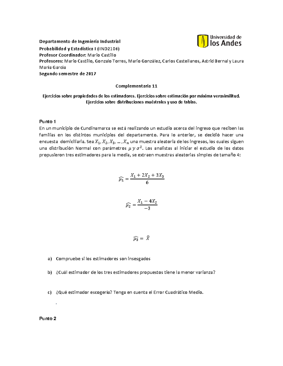 Enunciado complementaria 11 - Departamento de Ingeniería Industrial ...