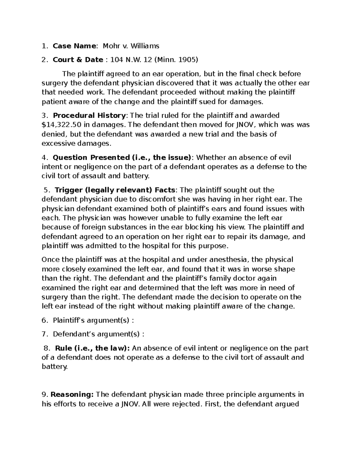 Hackbart v. Cincinnati Bengals, Inc - Case Name: Mohr v. Williams Court ...