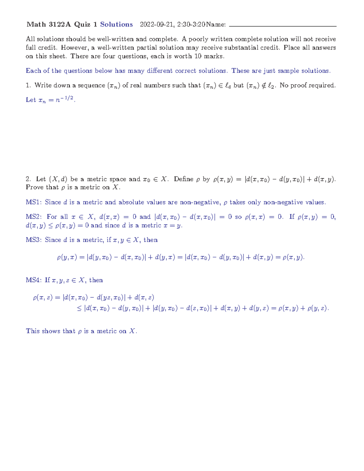 Q1+with+soln - Q1+with+soln.pdf - Math 3122A Quiz 1 Solutions 2022-09-21, 2:30-3:20 Name: All ...