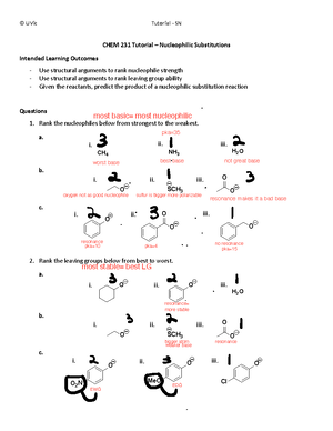 CHEM 231 Tutorial 9 Stereoisomers - © V. Iosub CHEM 231 Tutorial ...