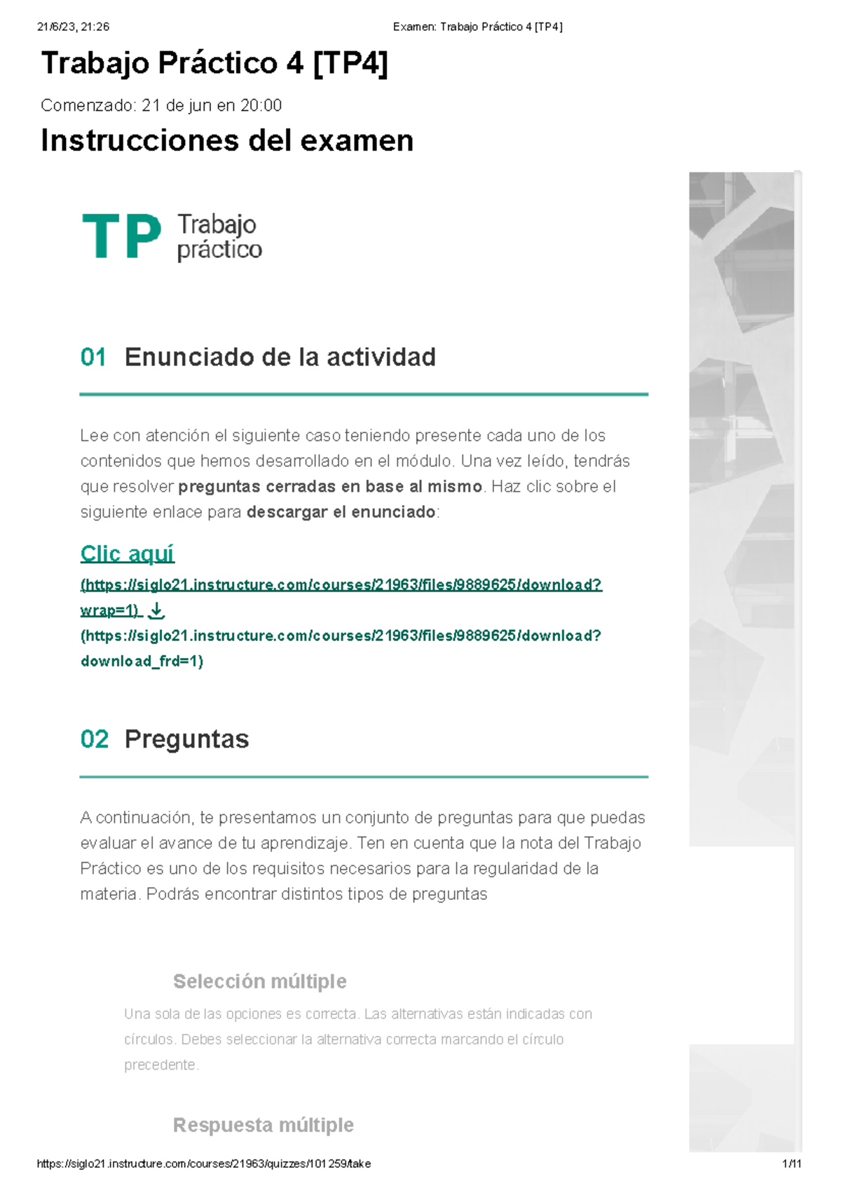 Examen Trabajo Práctico 4 [TP4].pdf diseno y evaluacion de puestos - Trabajo Práctico 4 [TP4 ...