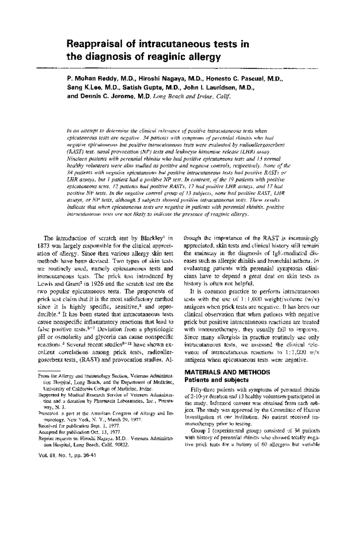 Reappraisal of intracutaneous tests in t - eappraisal of intracutaneous ...