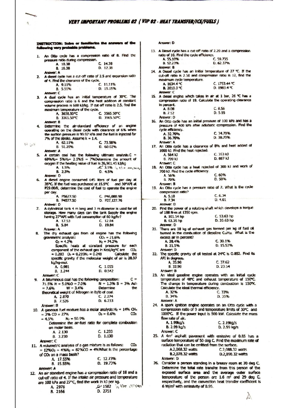 VIP 02 HEAT Transfer - VERY IMPORTANT PROBLEMS 02 1 VIP 02 HEAT INSTRUCTION: Solve or ...