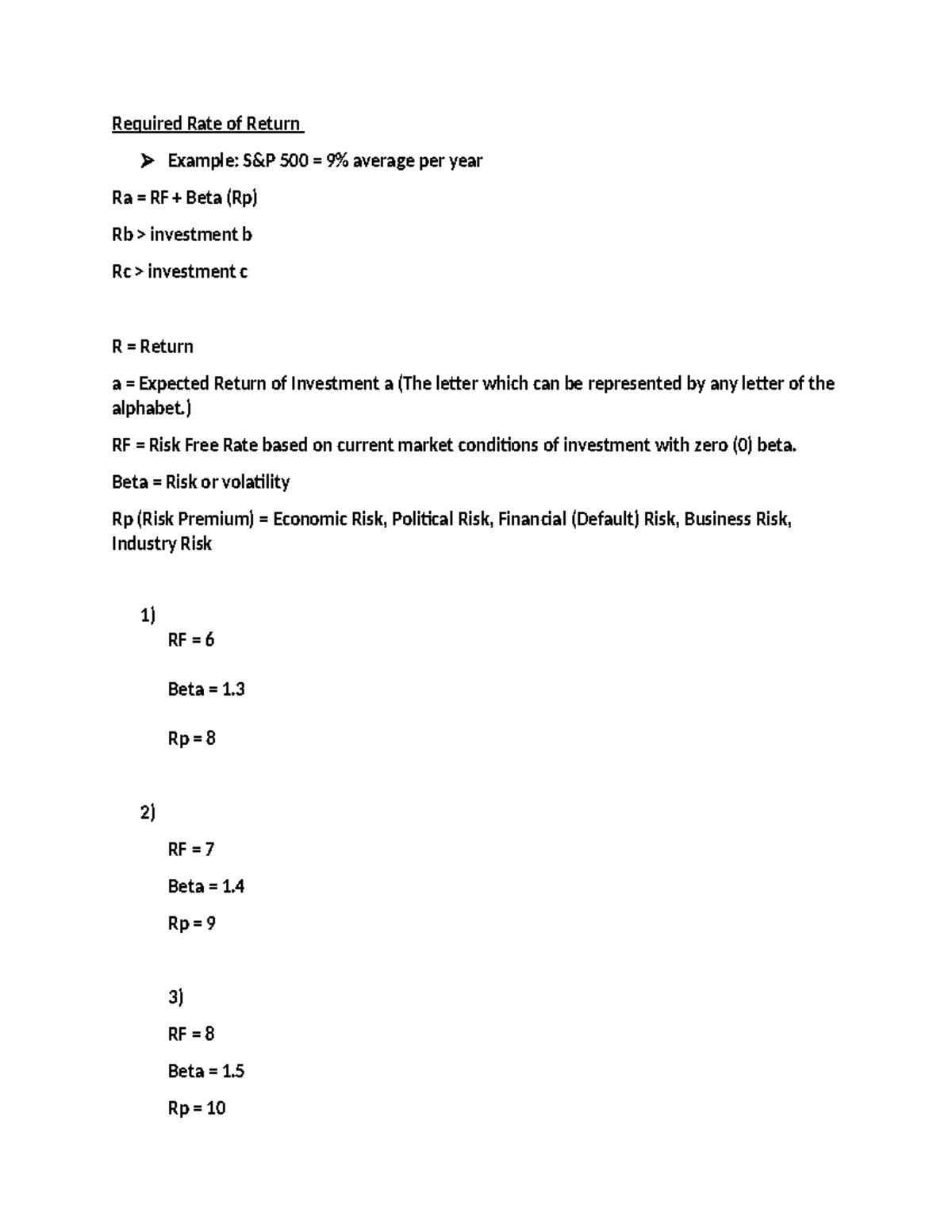 DG Valuation Return - Assignment - Required Rate of Return Example: S&P ...