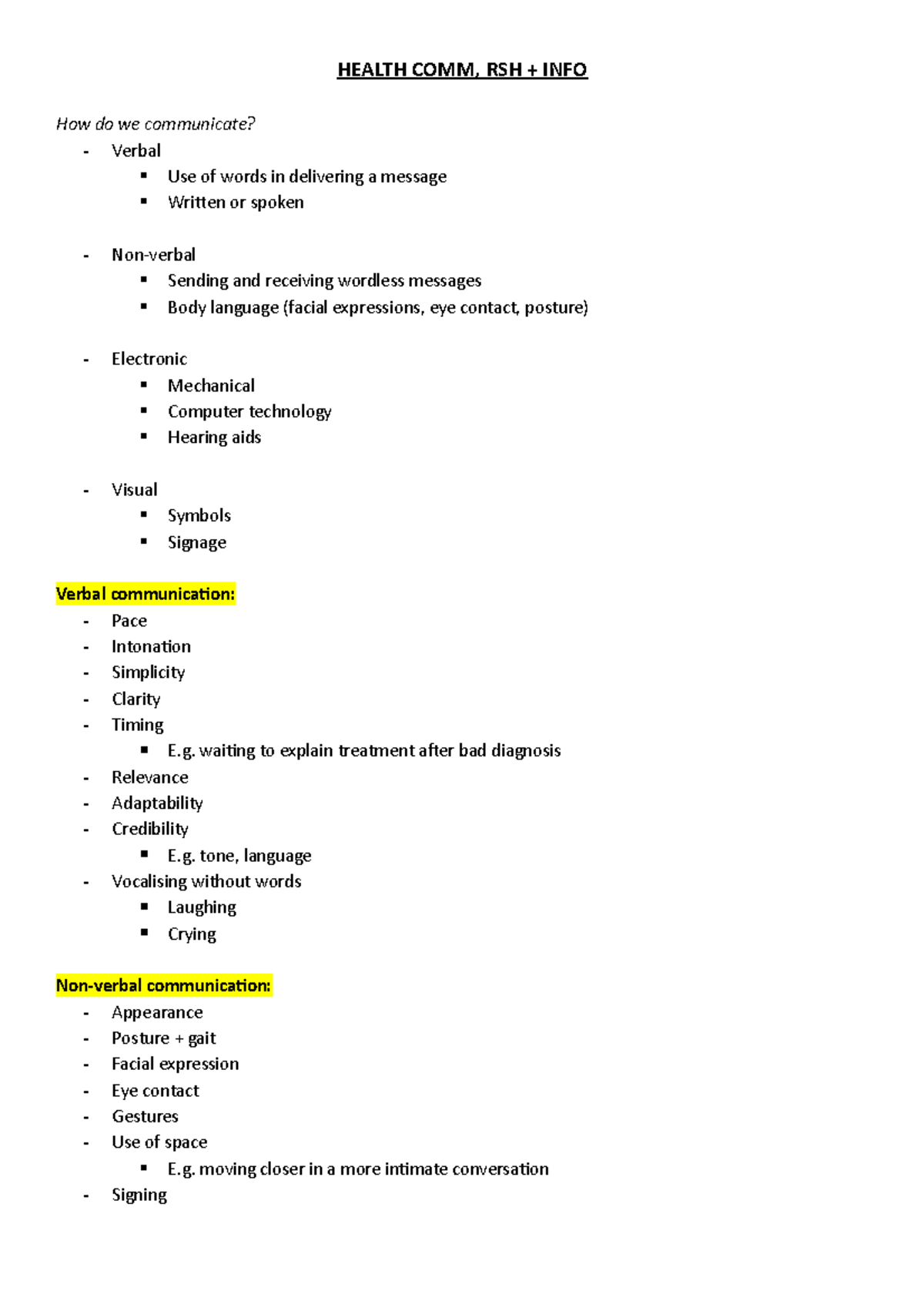 Health COMM - Detailed notes assist in the final exam but also in ...