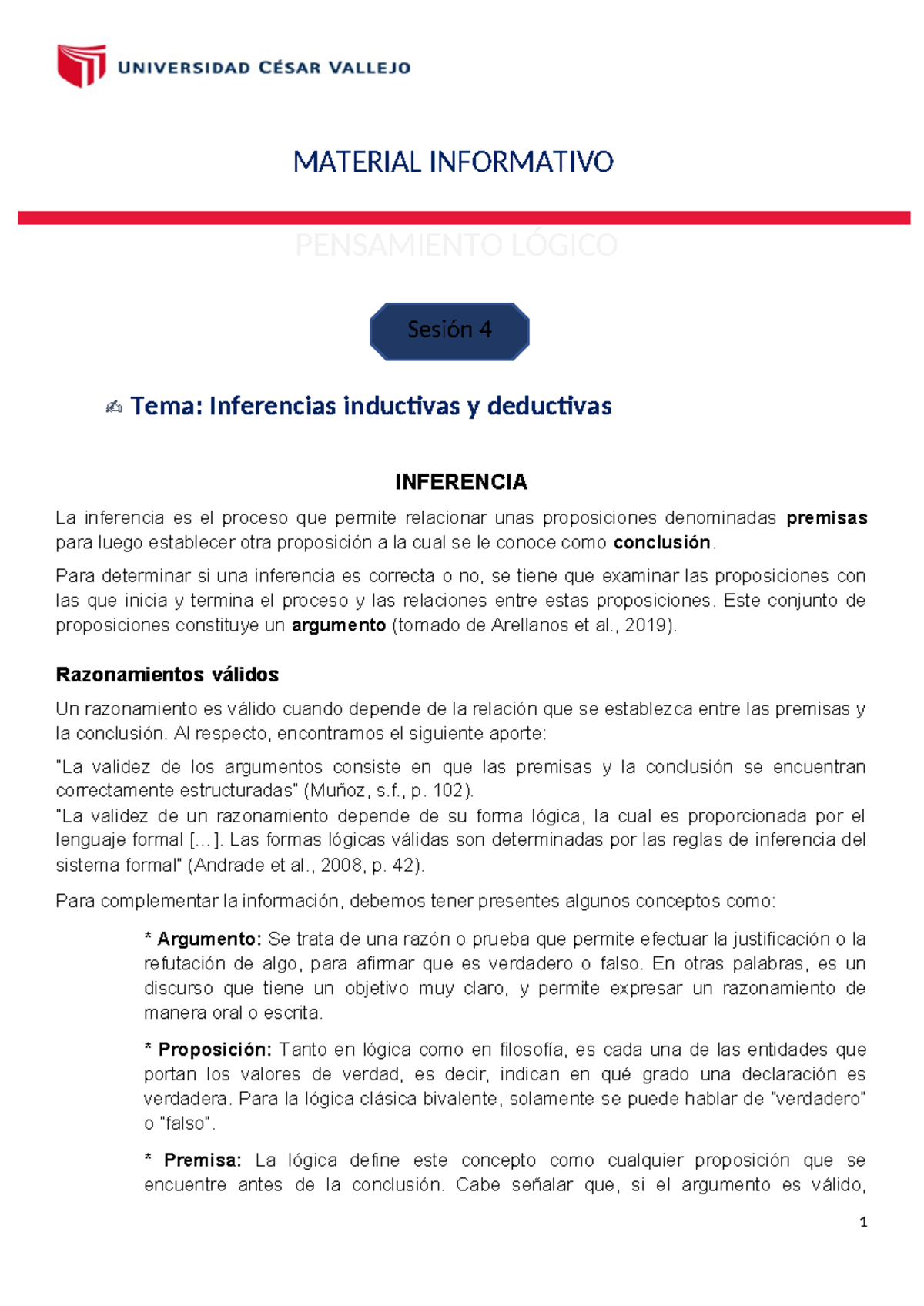 Material informativo S04 - INFERENCIA La inferencia es el proceso que ...