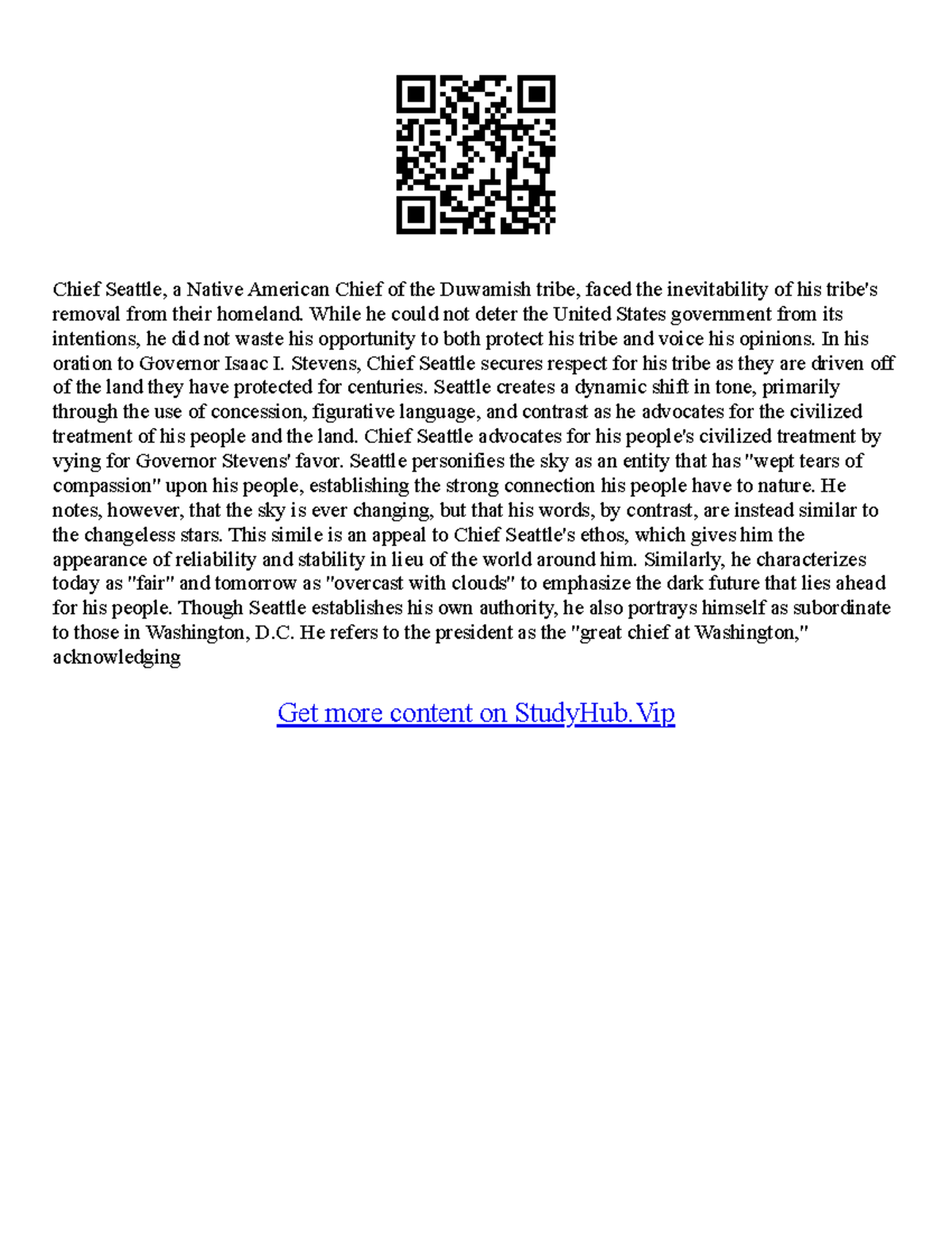 Chief Seattle Essay - Chief Seattle, a Native American Chief of the ...