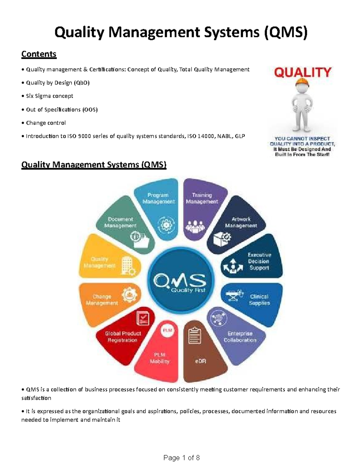 Chapter - 17 Quality Management Systems (QMS) - Page 1 of 8 Quality Management Systems (QMS ...