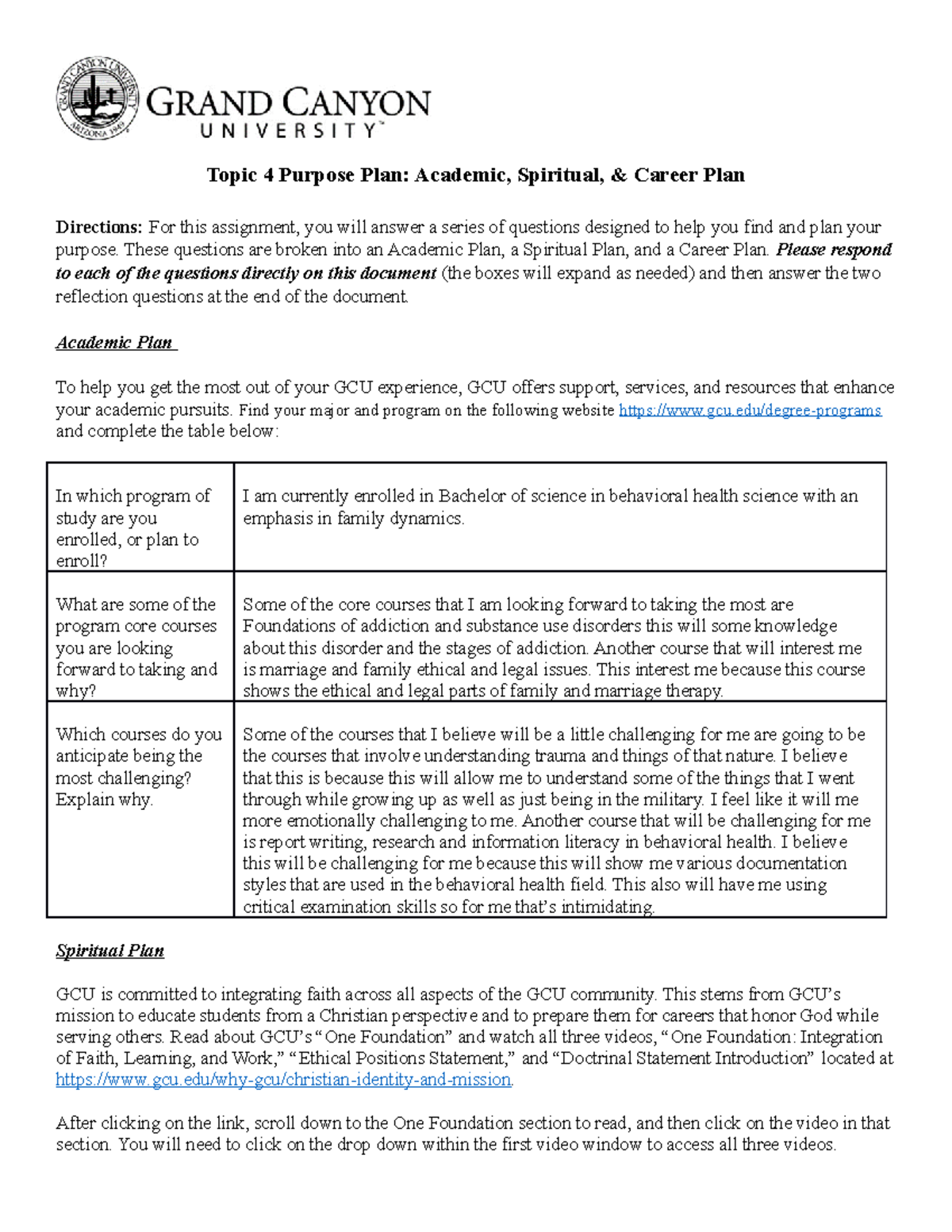 UNV-103 T4 Purpose Plan Online - Topic 4 Purpose Plan: Academic ...